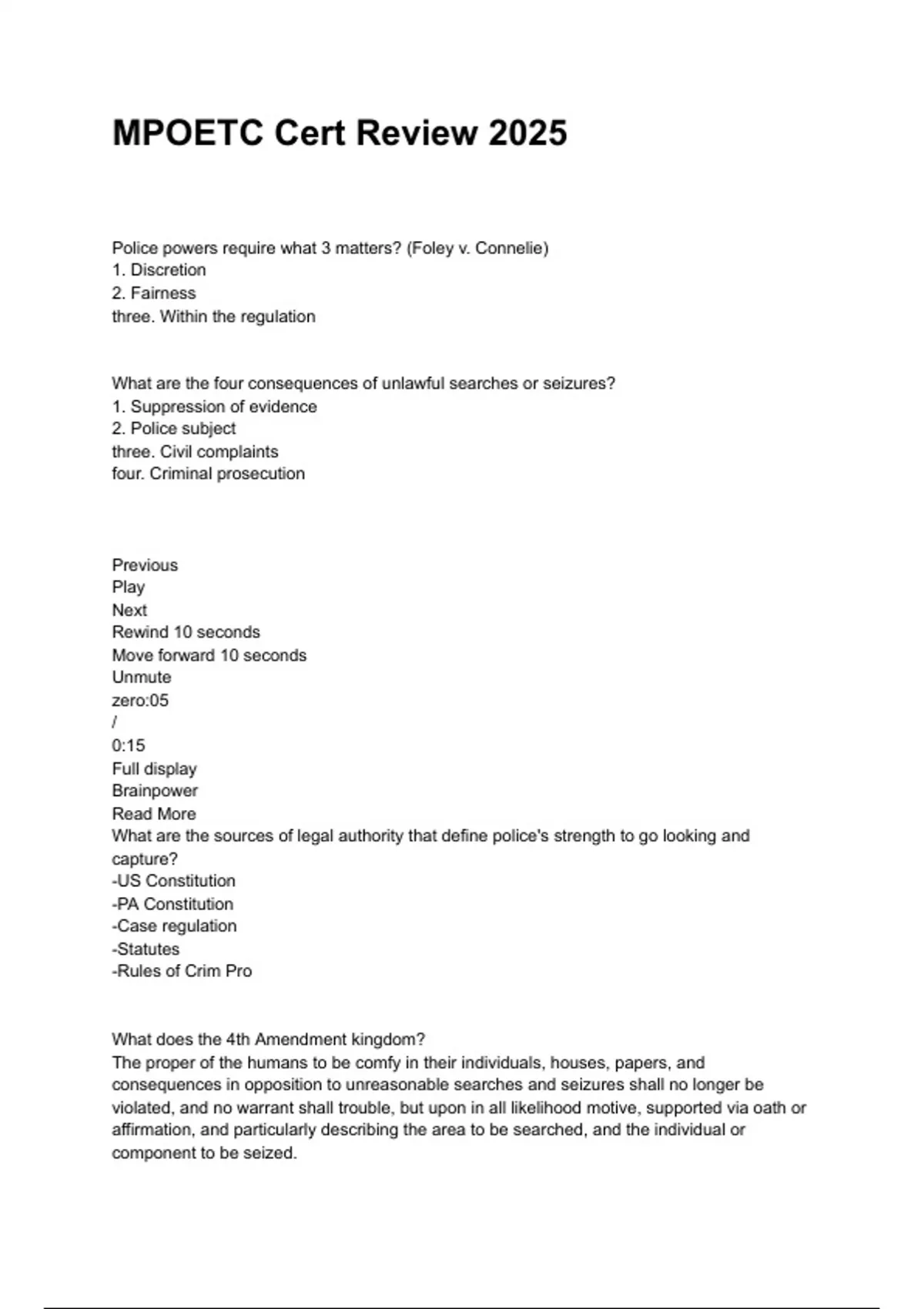 MPOETC Cert Review 2025 Questions and Revised Correct Answers (2025 / ...