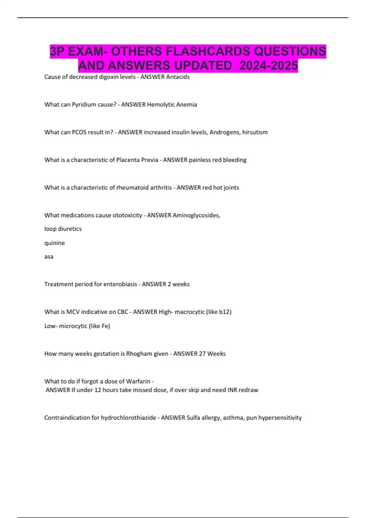 3P EXAM- OTHERS FLASHCARDS QUESTIONS AND ANSWERS UPDATED - APEA 3P ...