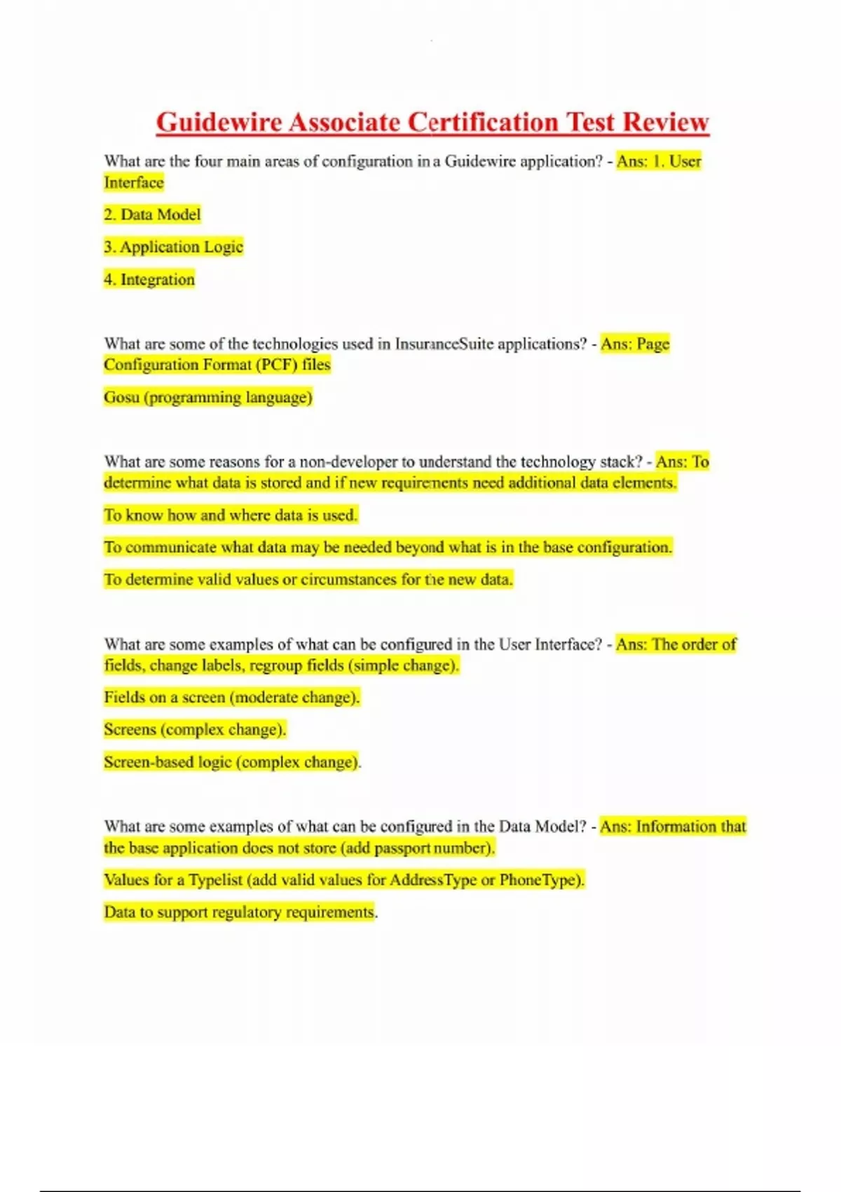 Guidewire Associate Certification Test 2024/2025 Review with verified ...