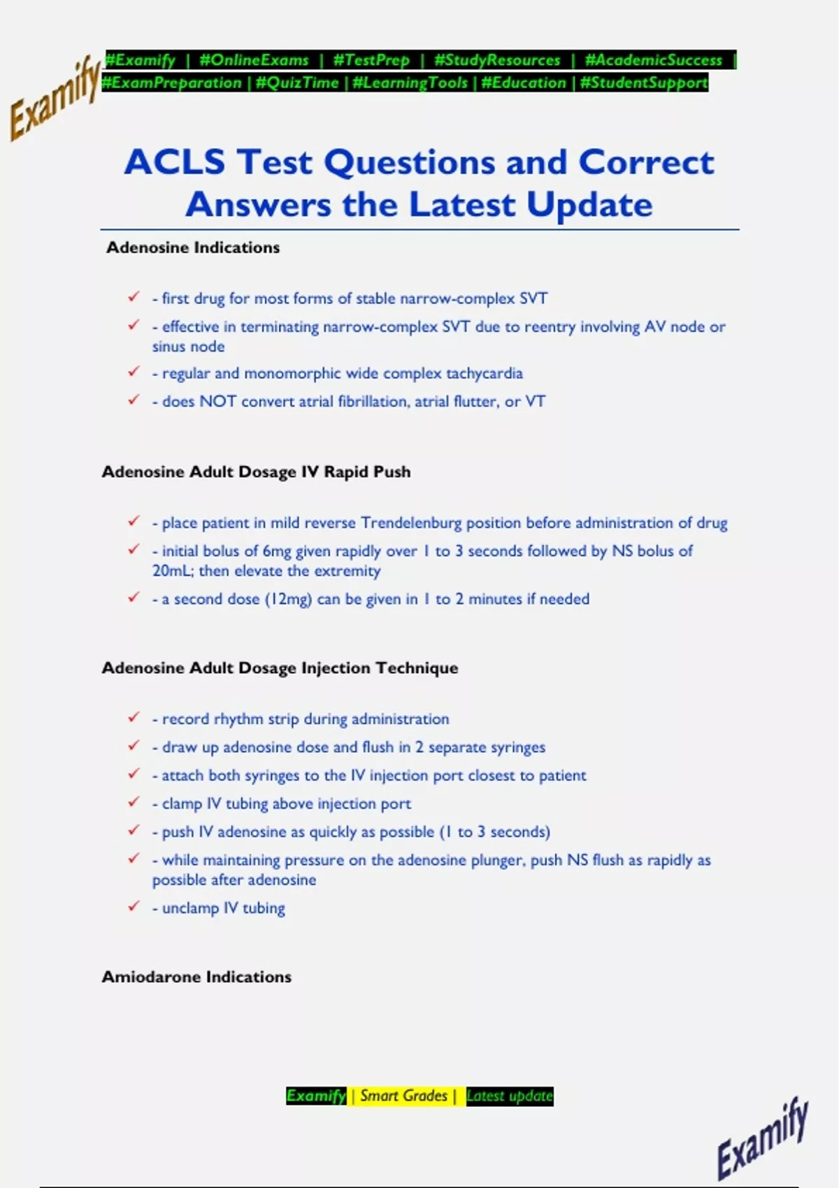 ACLS Test Questions and Correct Answers the Latest Update - ACLS ...
