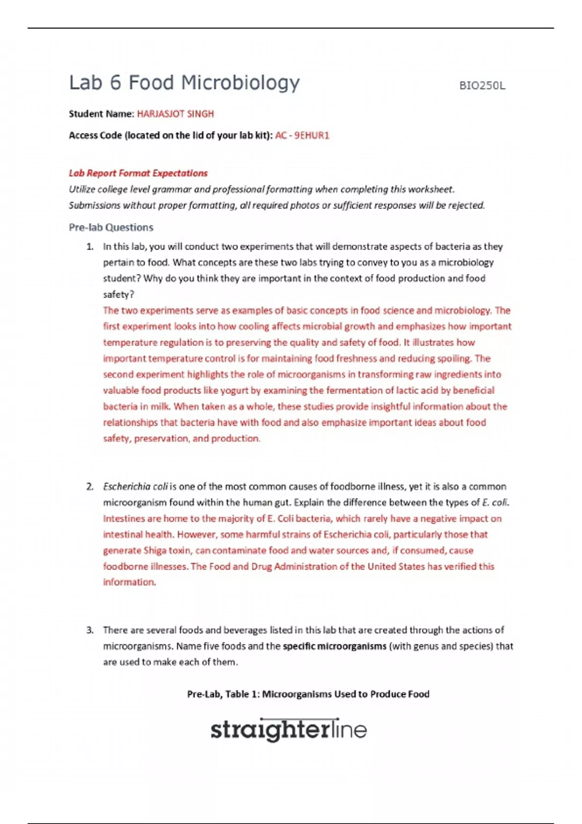 FULL PACKAGE-::Straigherline BIO250L Microbiology LAB WORKSHEET 2024| LAB 1-8 WORKSHEET ...