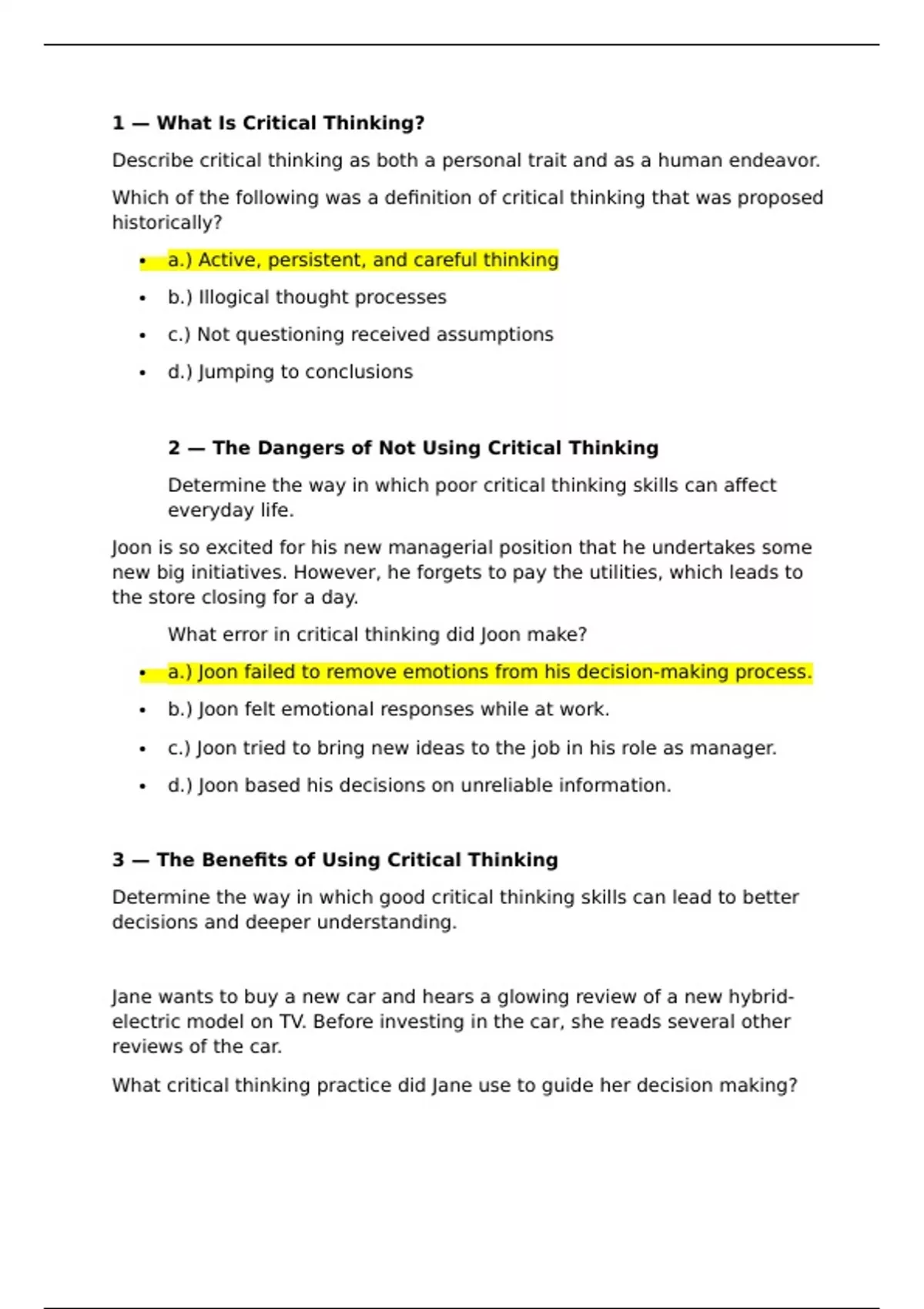 Unit 1.1 Challenge Milestone - Sophia Critical Thinking Unit 1.1 ...
