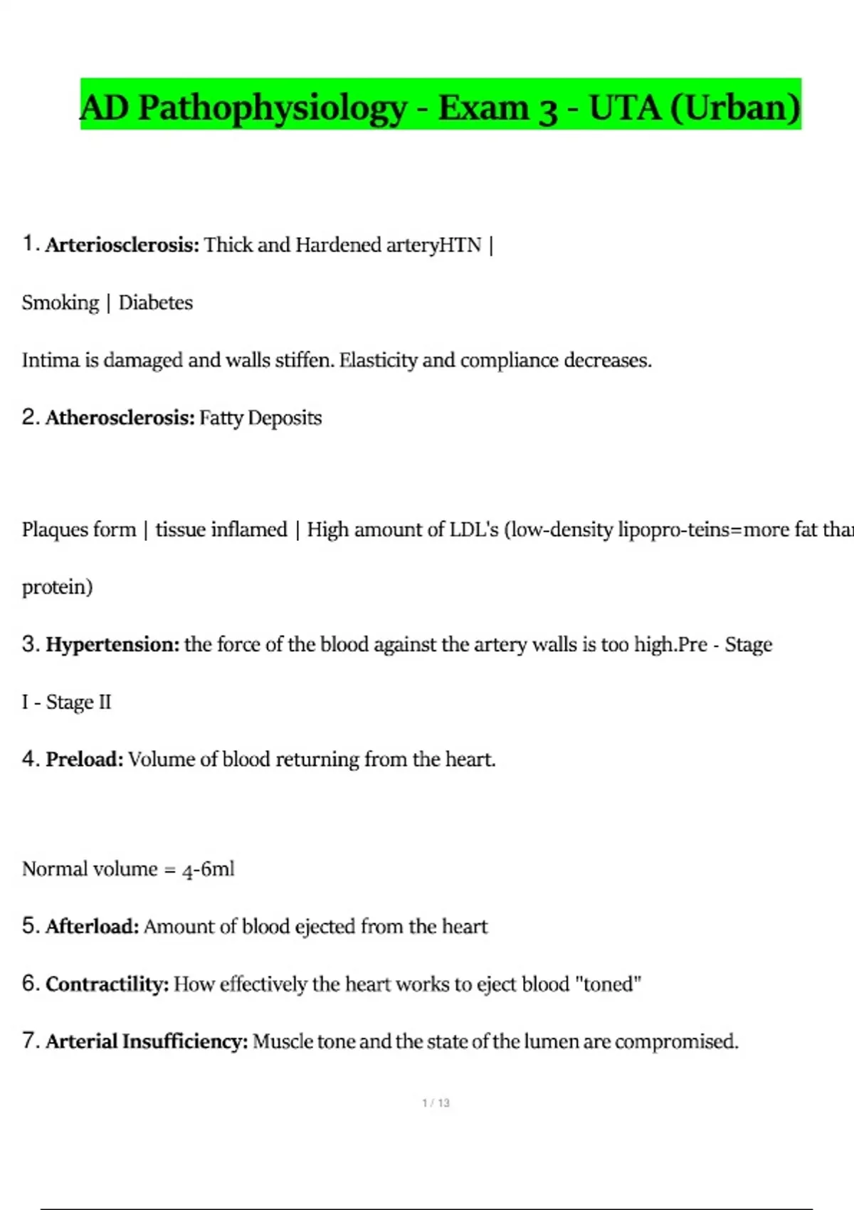 Advanced Pathophysiology NURS 5315 UTA Exam 3 (Urban) Questions and ...