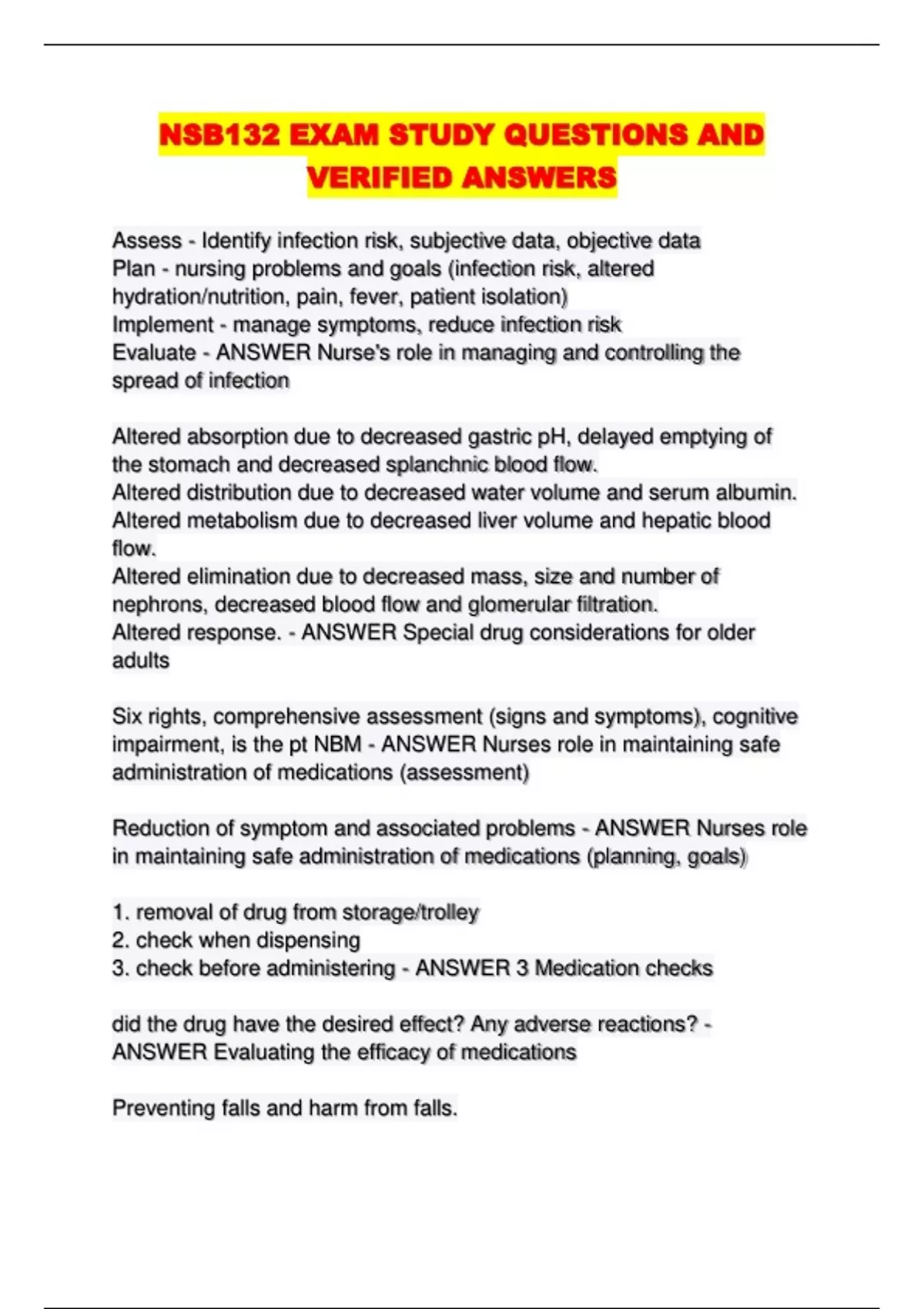 NSB 132/NSB132 PACKAGED EXAMS - Stuvia US