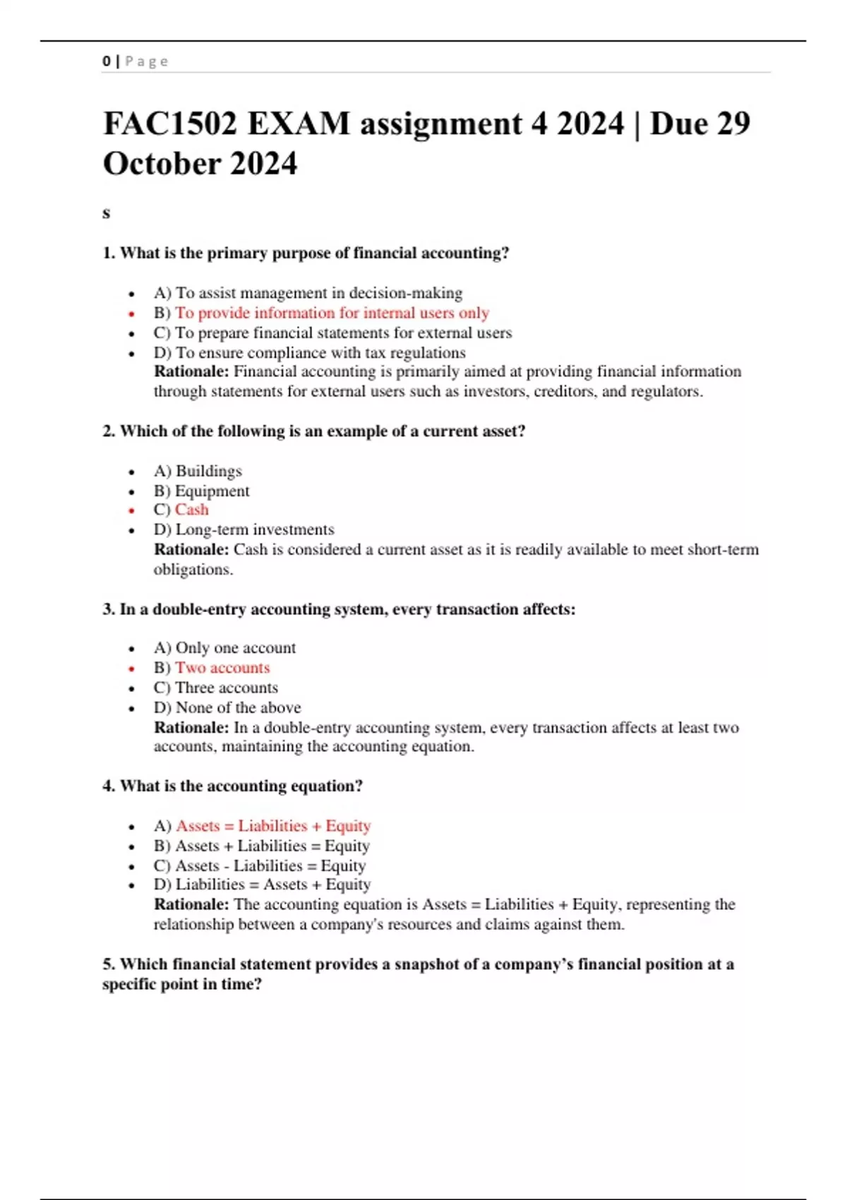 FAC1502 EXAM assignment 4 2024 | Due 29 October 2024 - FAC1502 - Stuvia US
