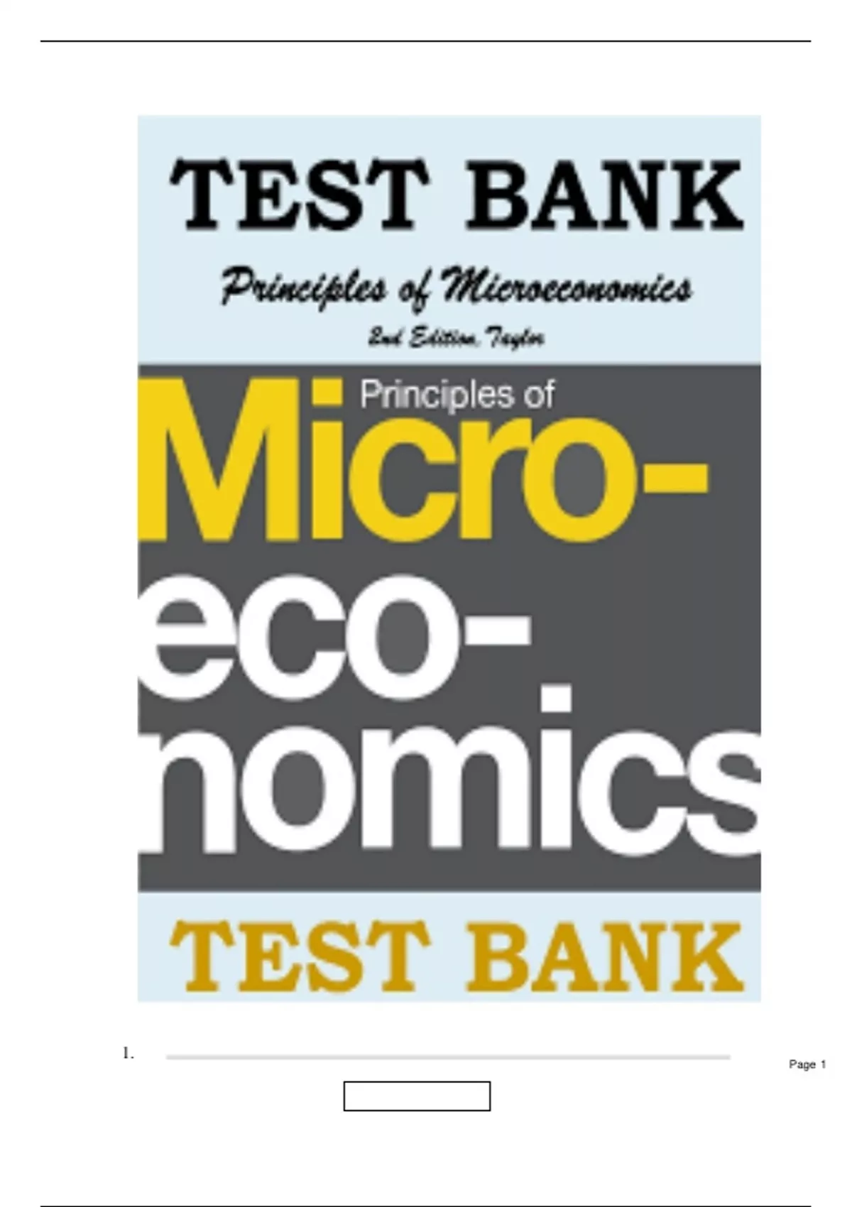 Test Bank for Principles of Microeconomics 2nd Edition Taylor ...