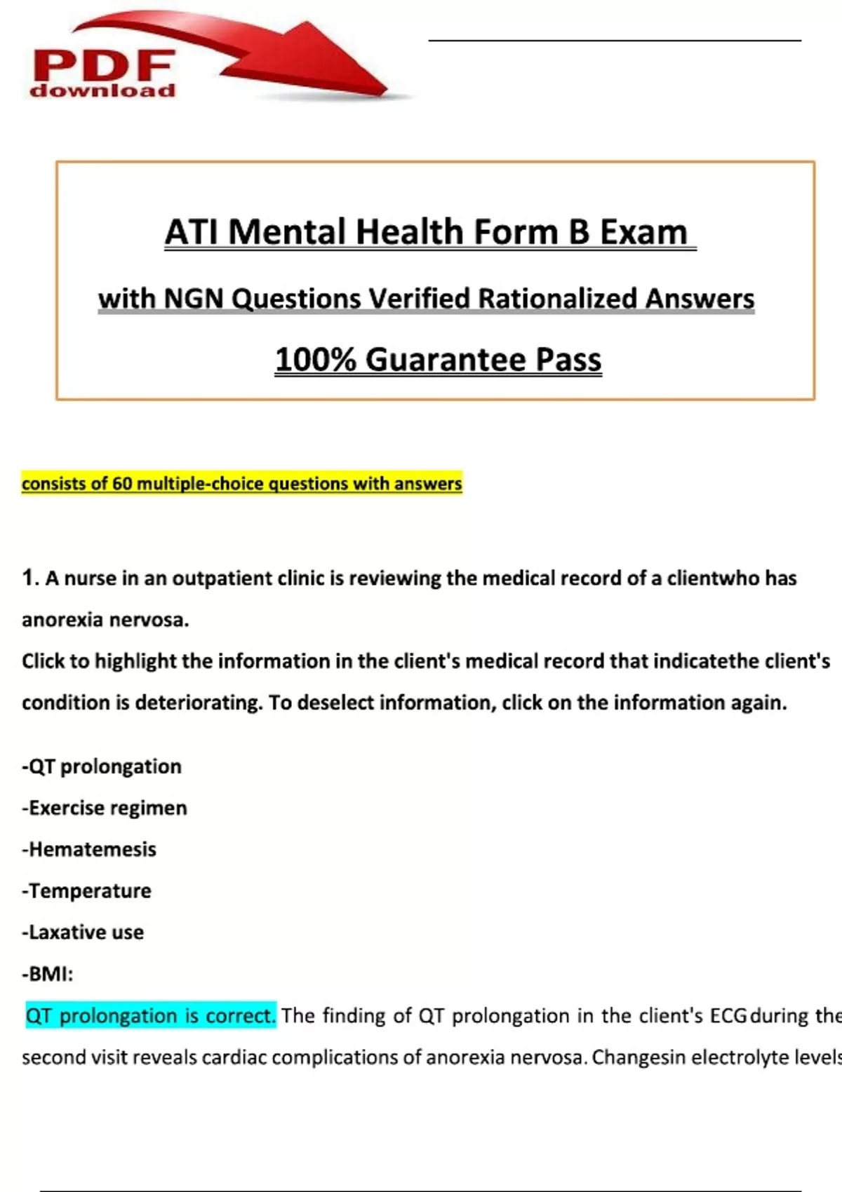 ATI Form C Mental Health Proctored Exam (2023 / 2024) with Questions ...
