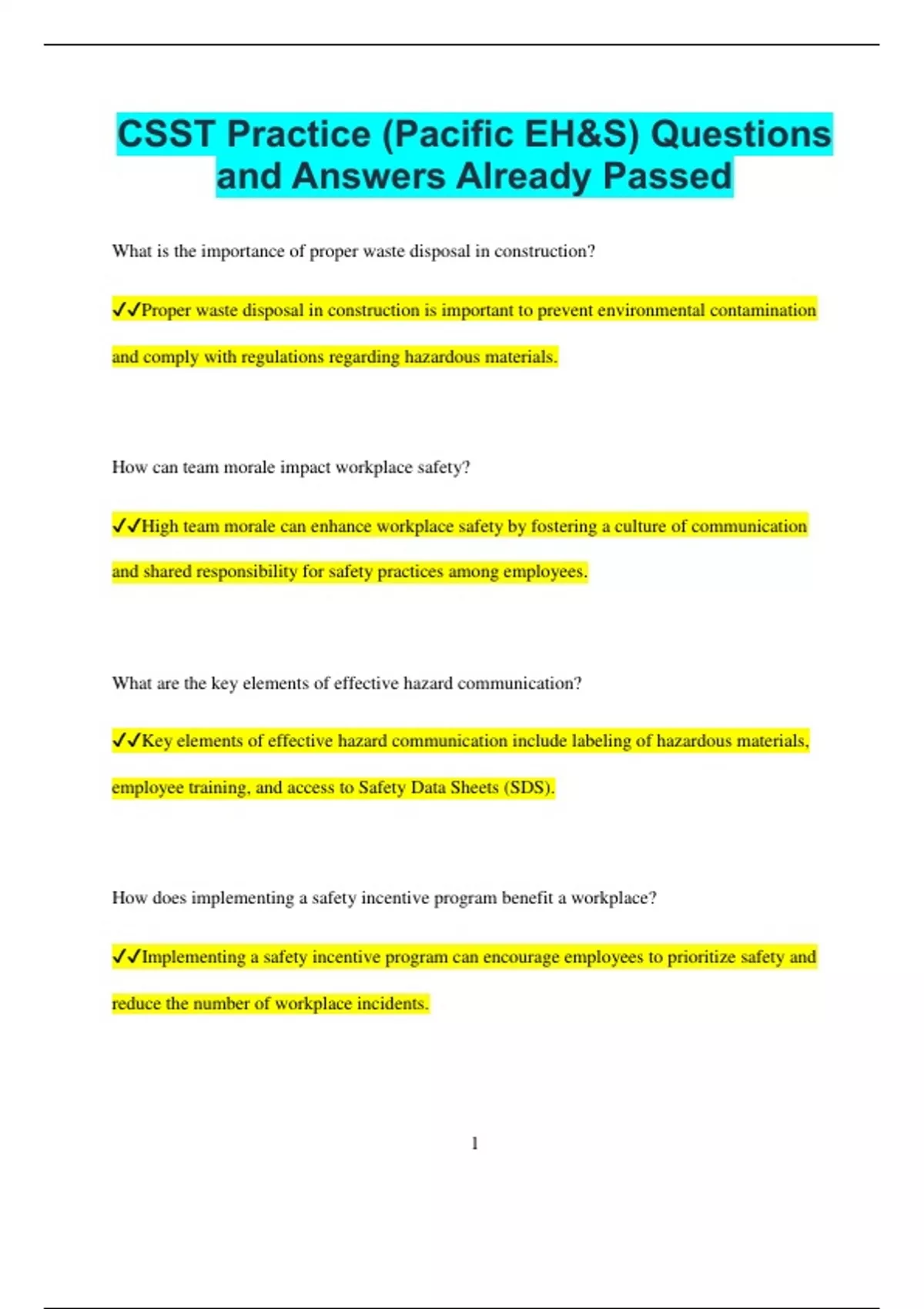 CSST Bundled Exams Questions and Answers Latest Versions (2024/2025 ...