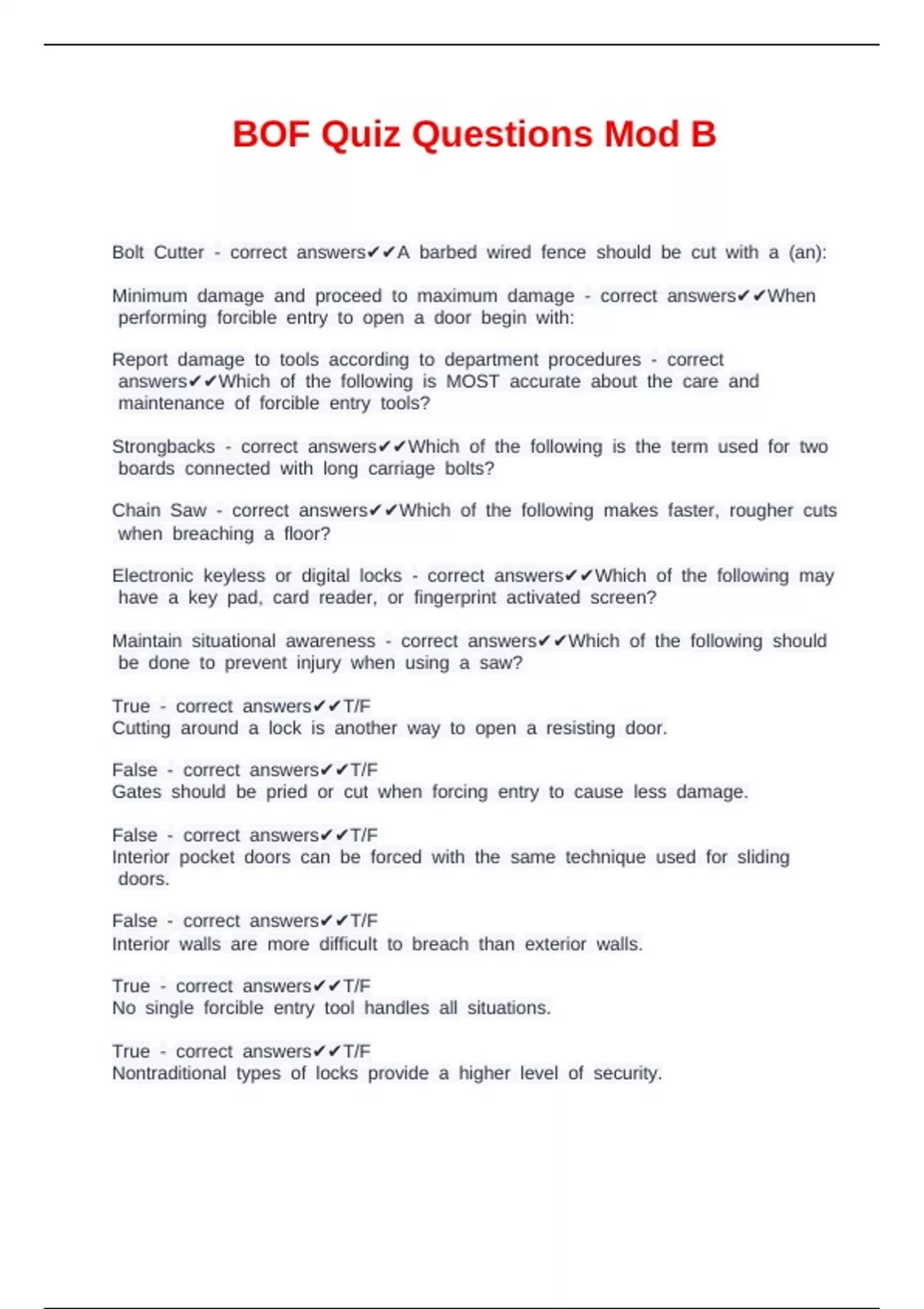 BOF Quiz Questions Mod B - BOF - Stuvia UK