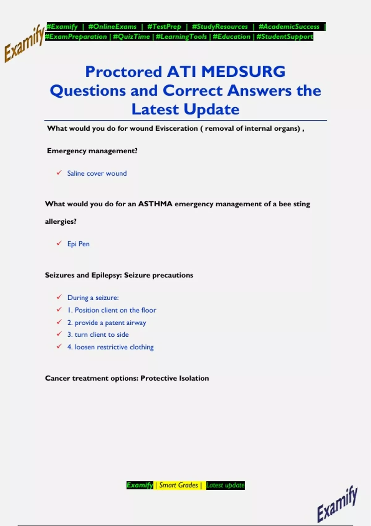 Proctored ATI MEDSURG Questions and Correct Answers the Latest Update ...