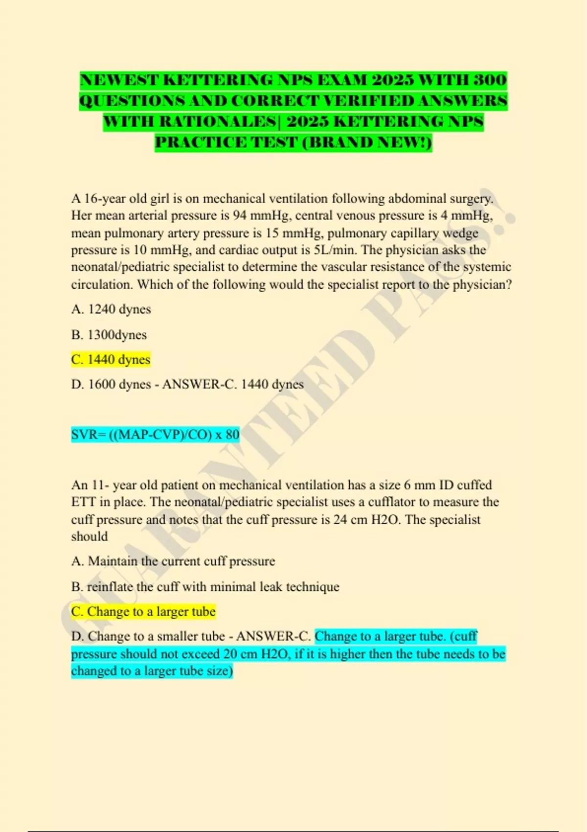 NEWEST KETTERING NPS EXAM 2025 WITH 300 QUESTIONS AND CORRECT VERIFIED ...