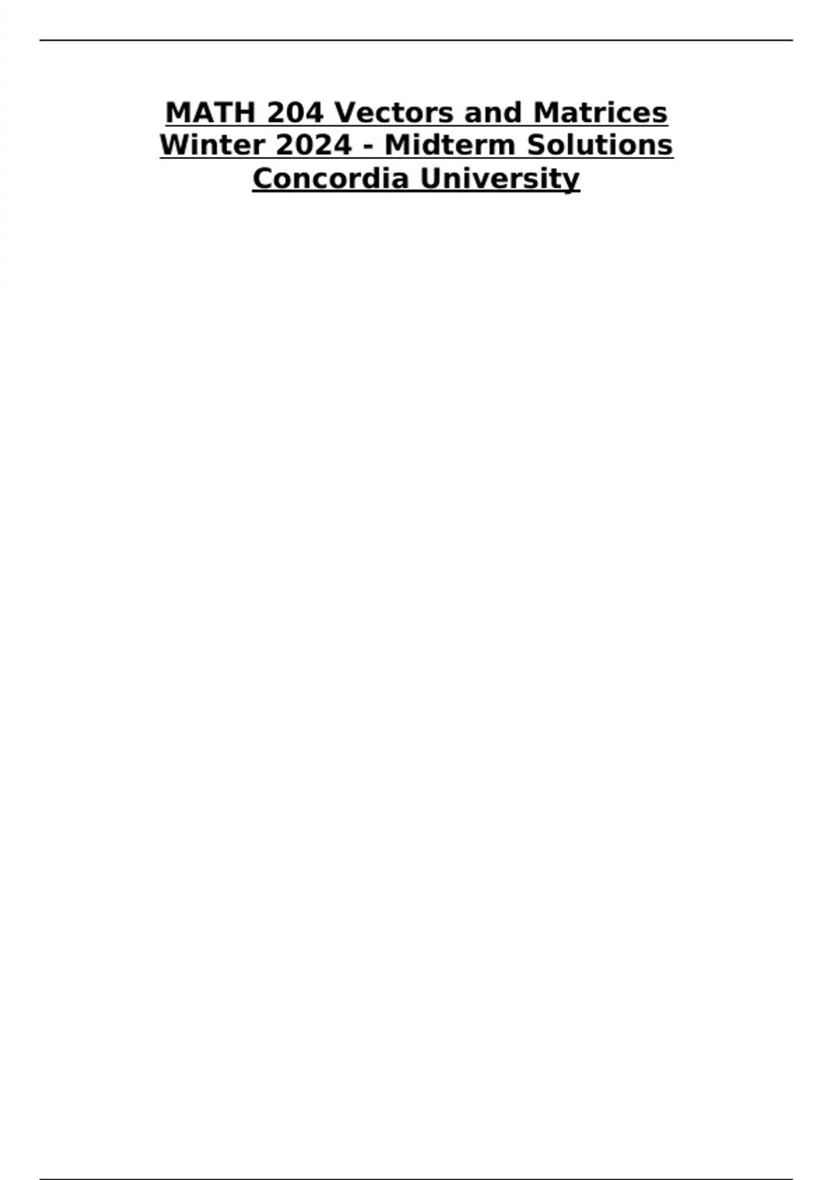 MATH 204 Vectors and Matrices Winter 2024 - Midterm Solutions Concordia ...
