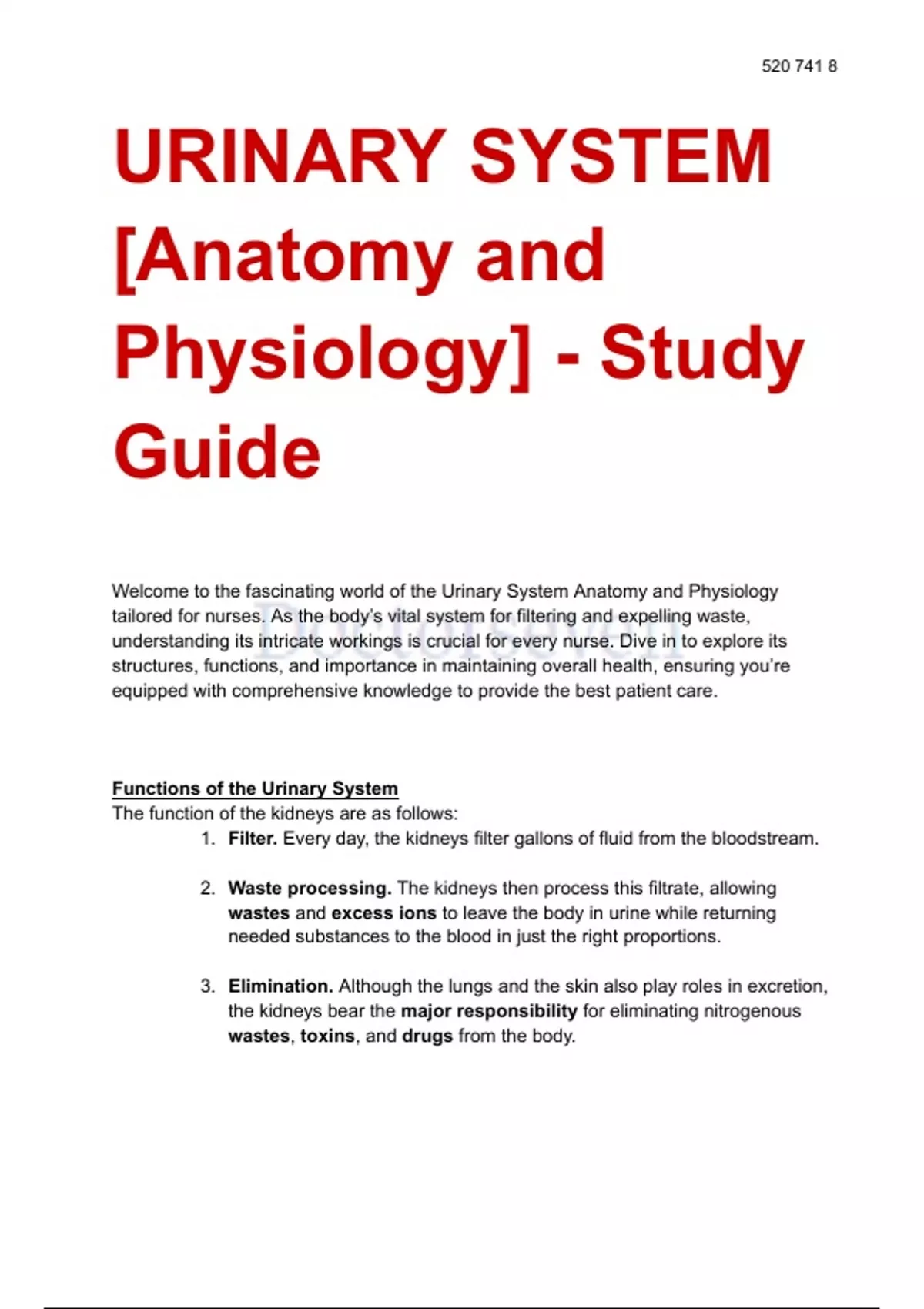 Summary URINARY SYSTEM [Anatomy and Physiology]- Study Guide 2024 ...