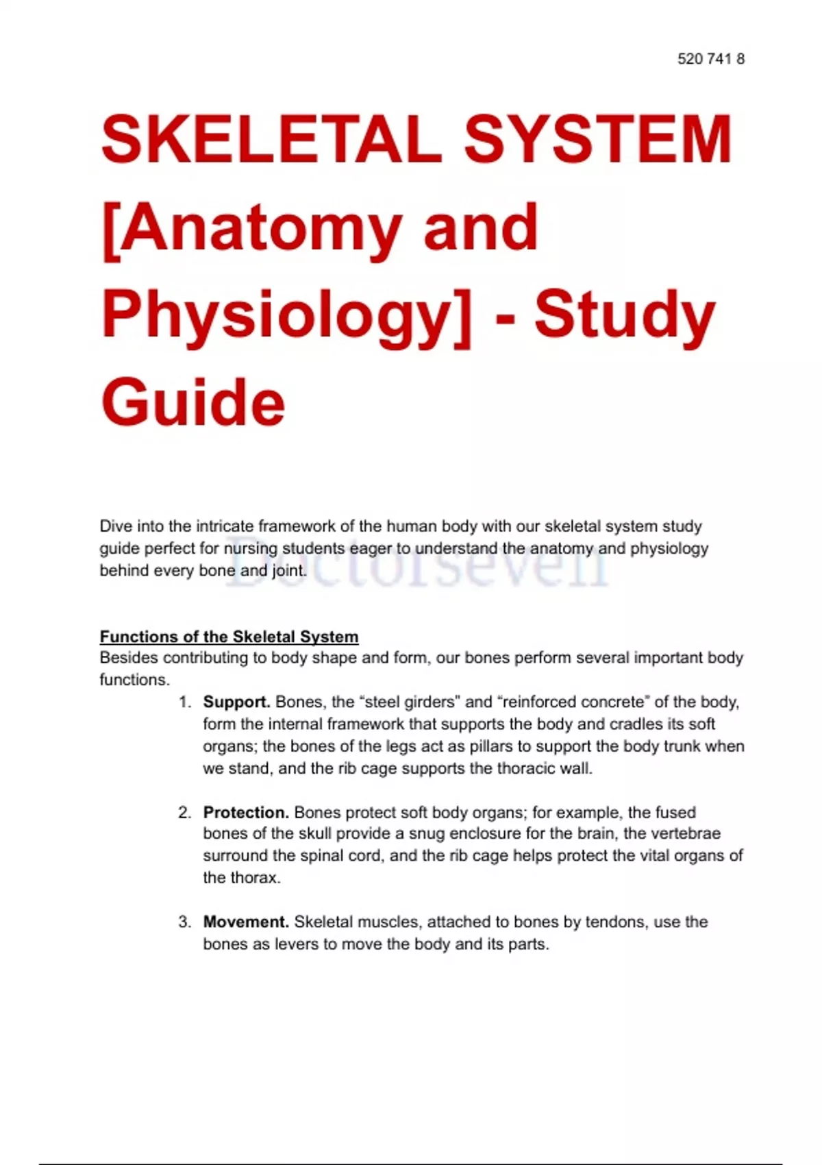 Summary SKELETAL SYSTEM [Anatomy and Physiology]- Study Guide 2024 ...
