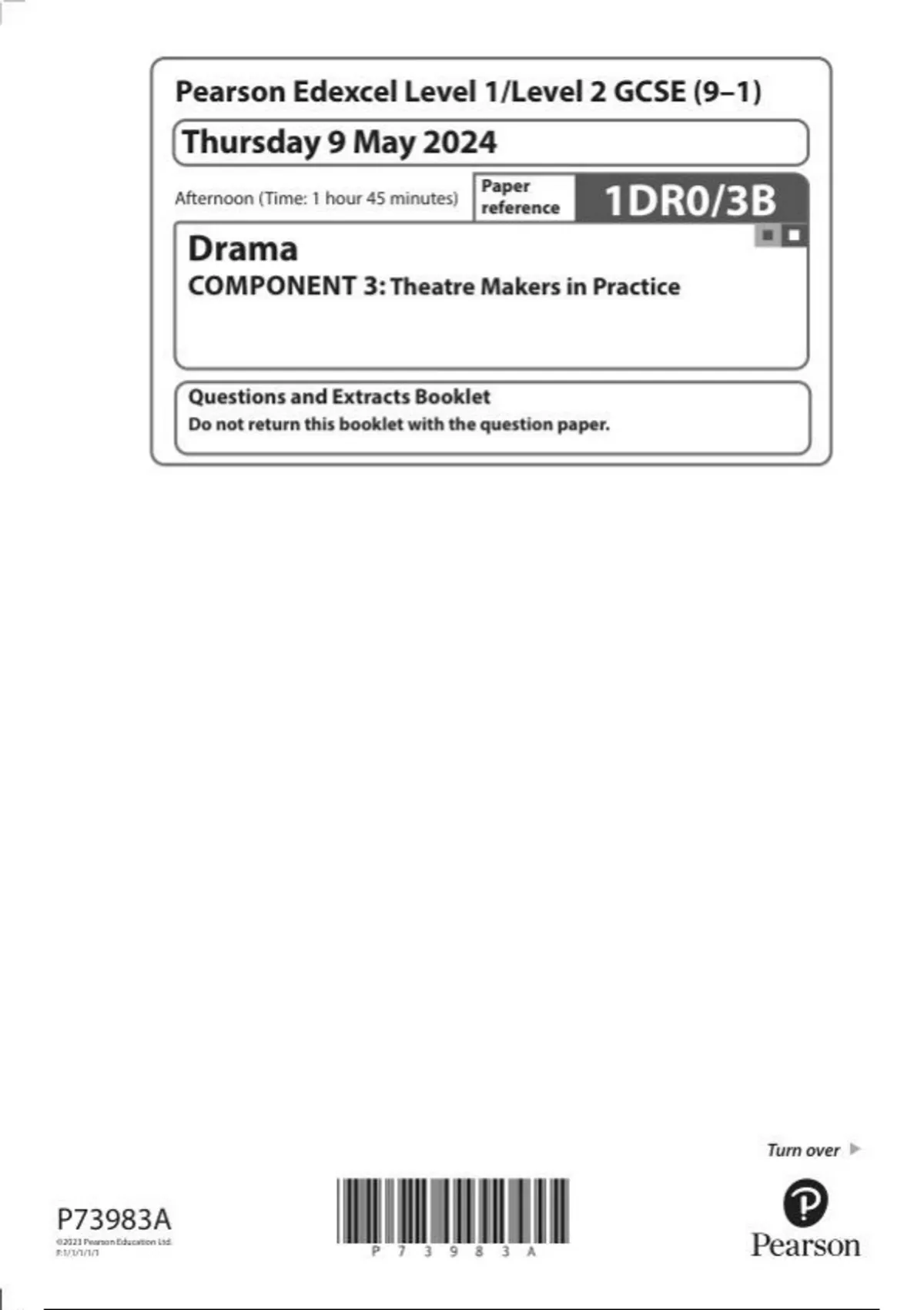 edexcel gcse Drama COMPONENT 1dr0-3b 3b: Theatre Makers in Practice may ...