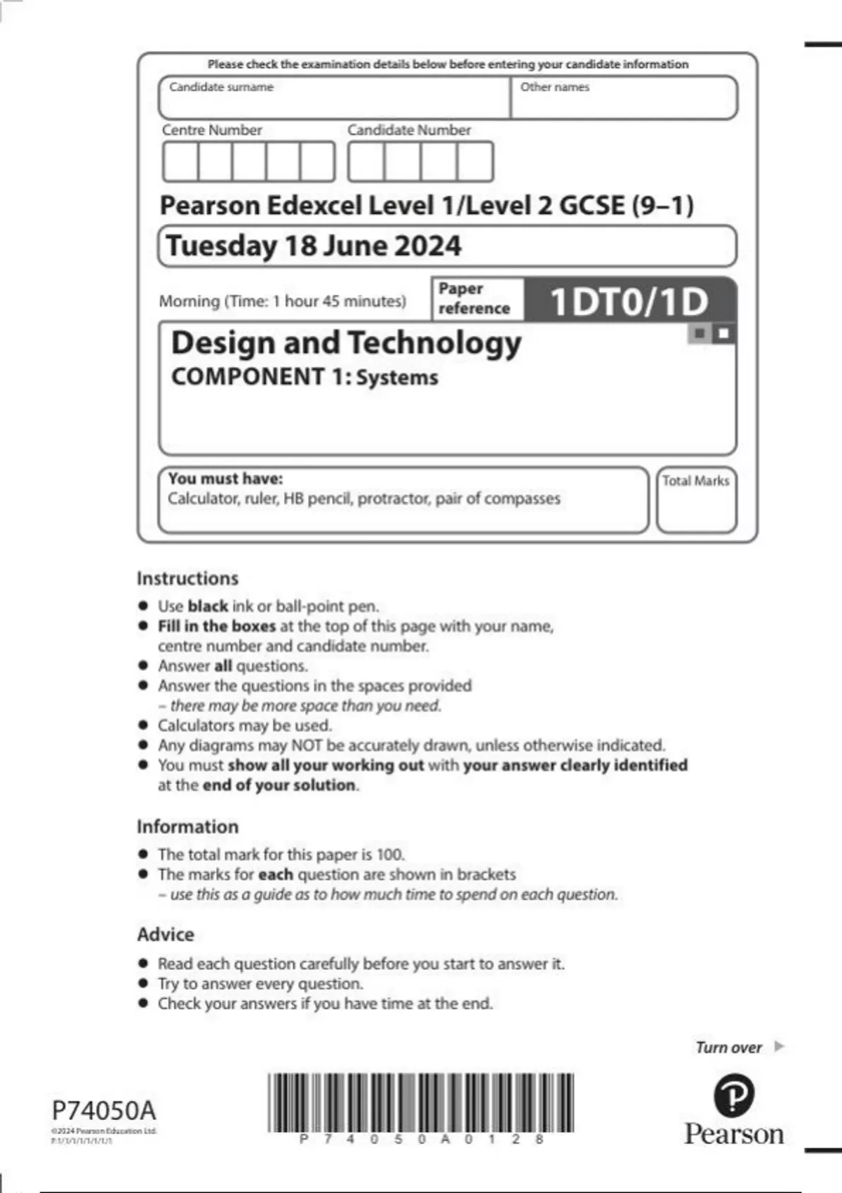 edexcel gcse design and technology 1dt0-1d component 1: systems june ...