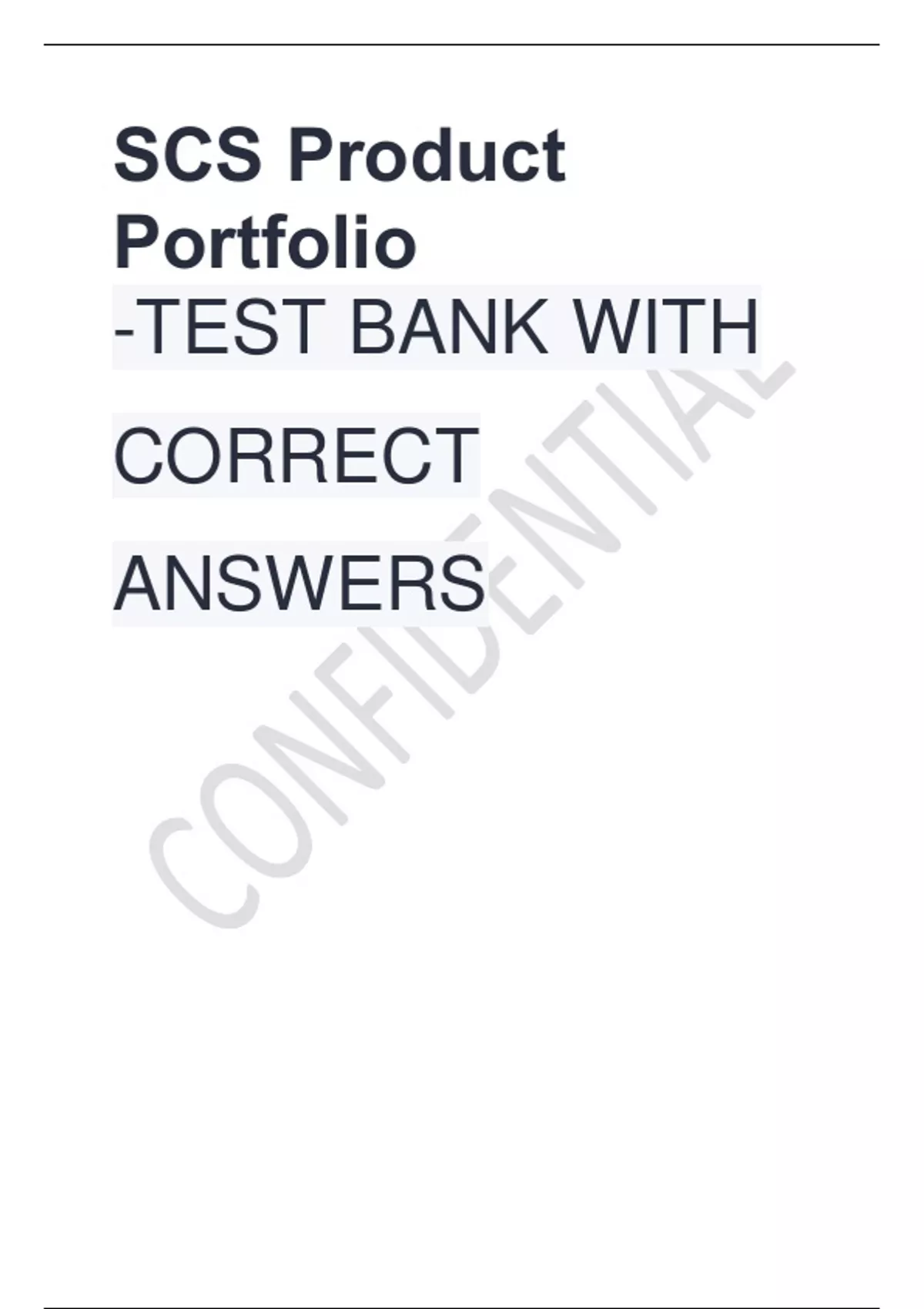 SCS Product Portfolio -TEST BANK WITH CORRECT ANSWERS - IELTS - Stuvia US