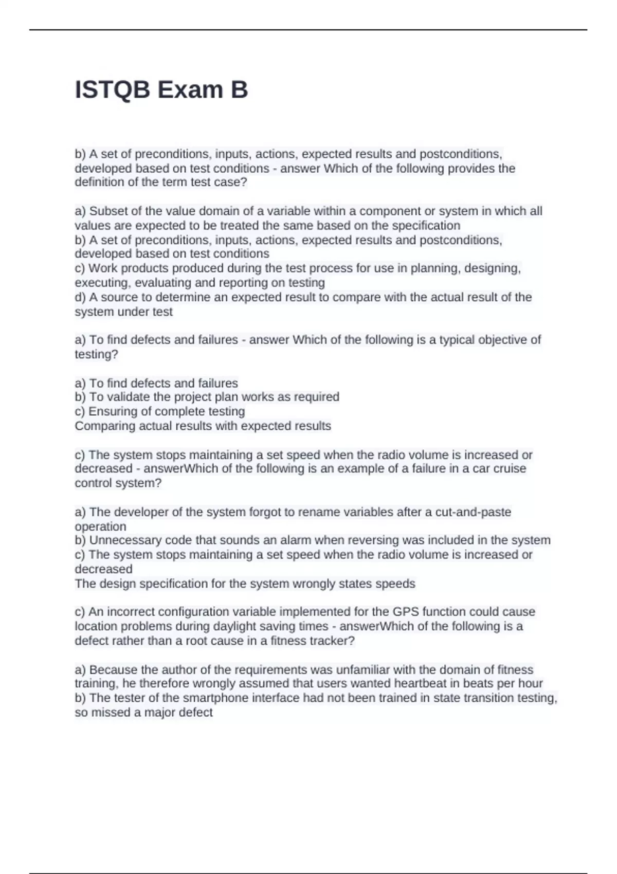 Istqb Exam B Questions And Answers 100 Correct Istqb Stuvia Us