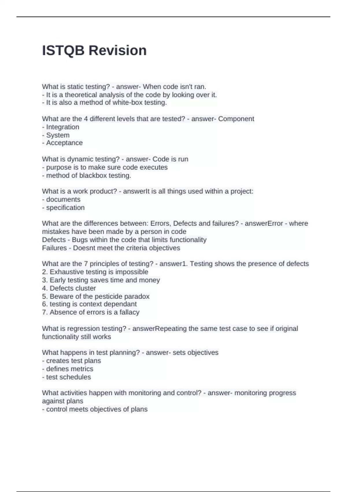 Istqb Revision Questions And Answers 2024 Istqb Stuvia Us