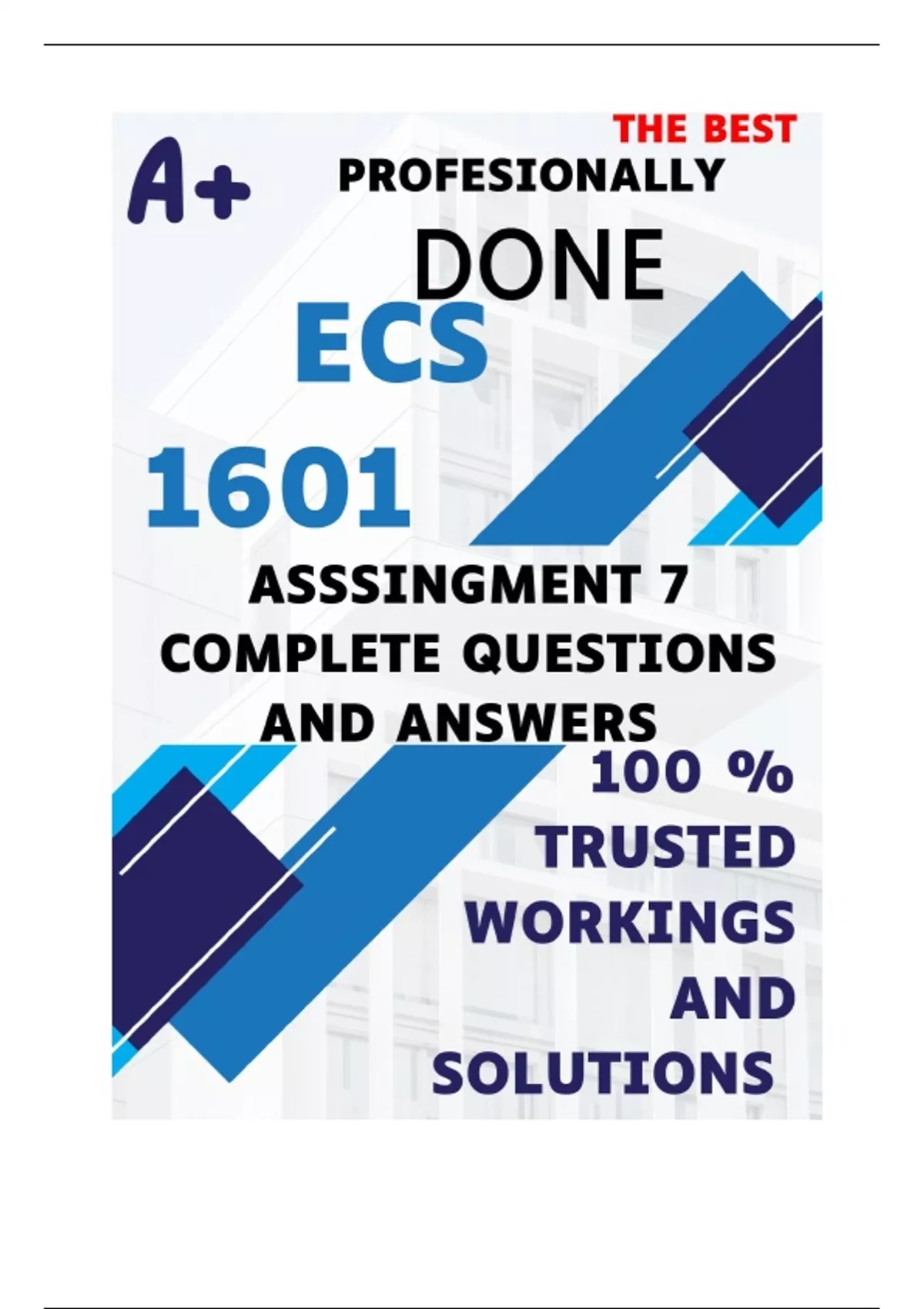 ECS1601 Assignment 7 (COMPLETE ANSWERS) 2024 - DUE 29 October 2024 ...