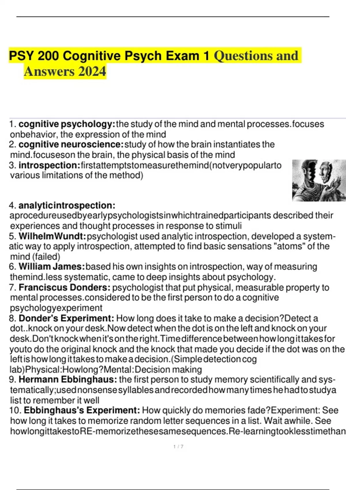 PSY 200 Cognitive Psych Exam 1 Questions and Answers 2024 . - Psy 200 ...