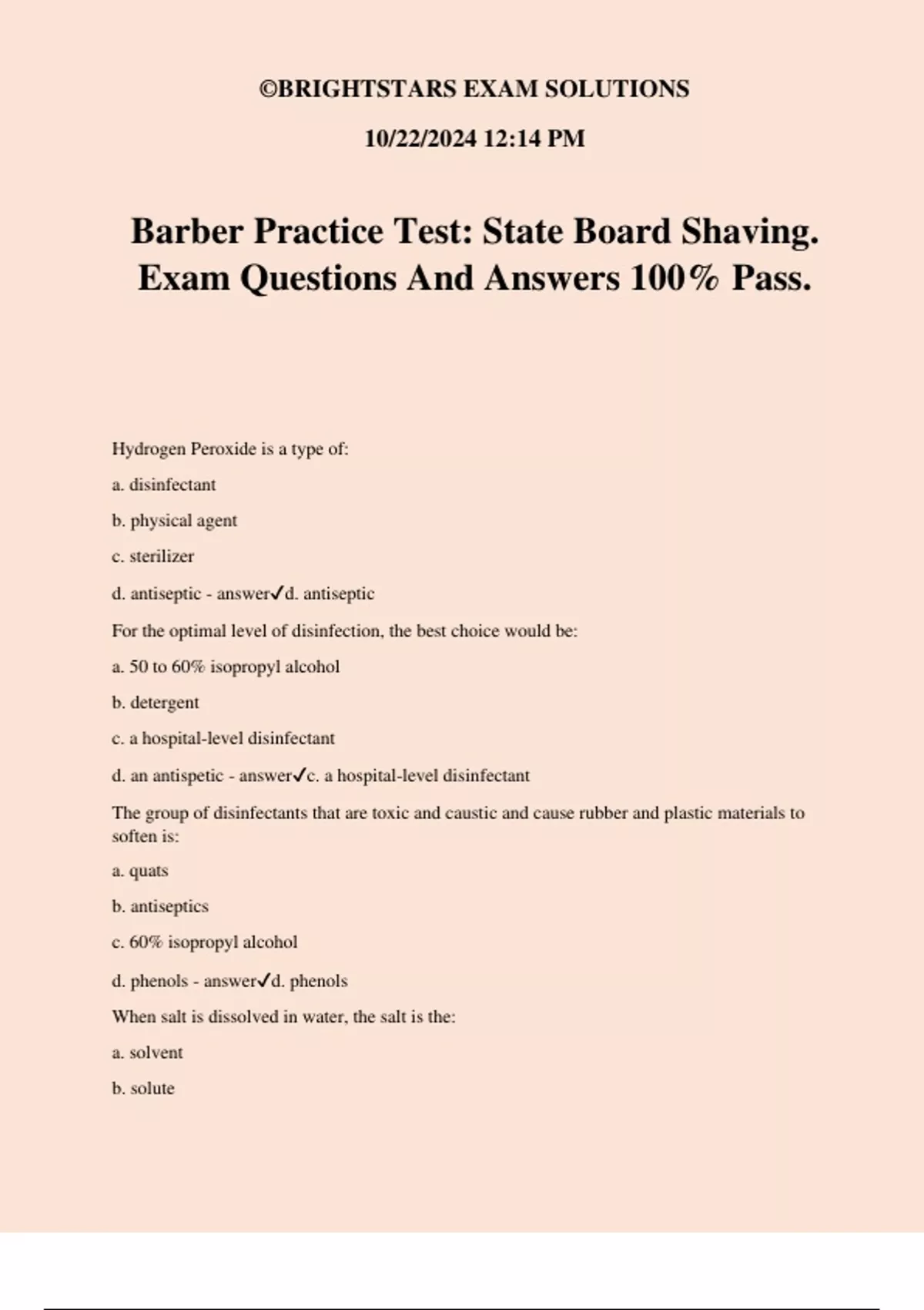 Barber Practice Test: State Board Shaving. Exam Questions And Answers ...