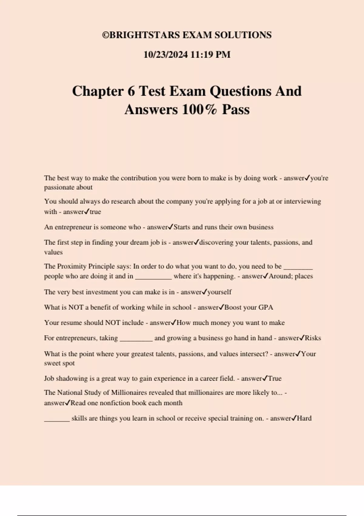 Chapter 6 Test Exam Questions And Answers 100% Pass - Chapter - Stuvia US