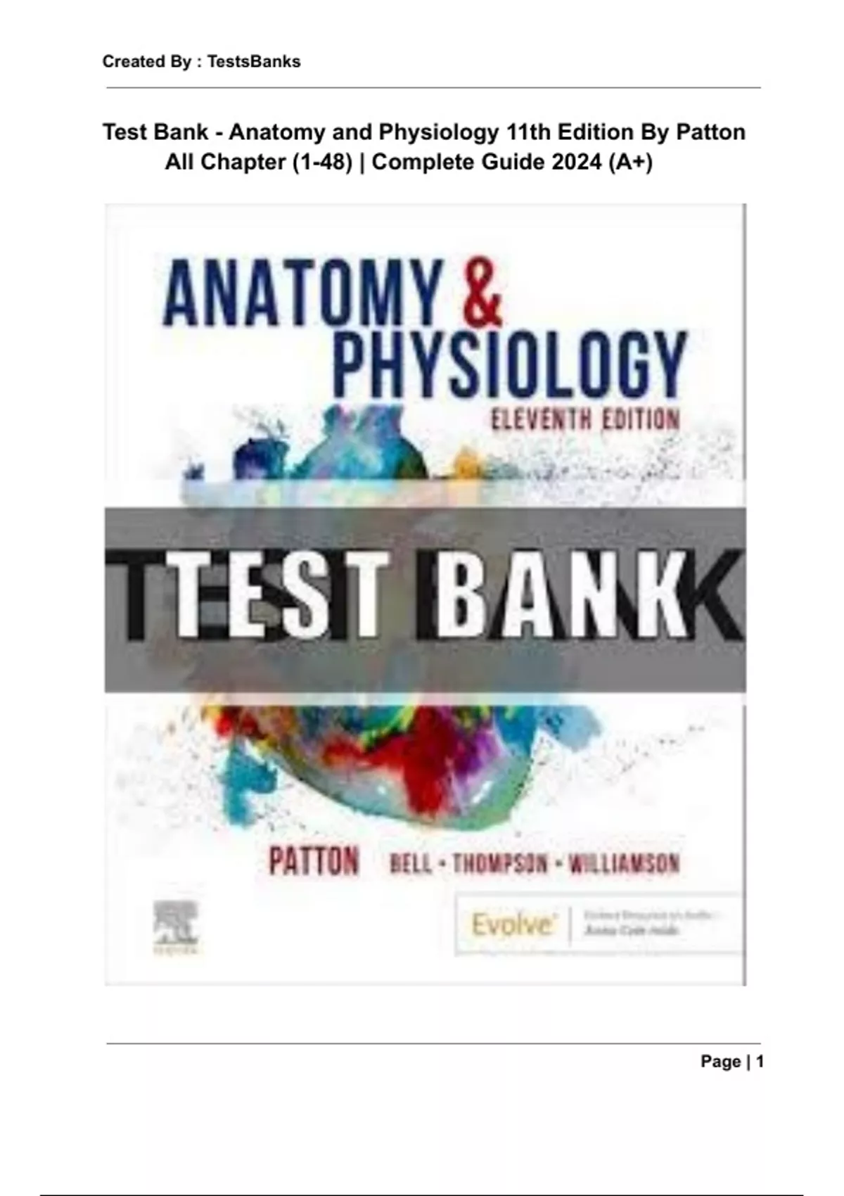 Test Bank - Anatomy and Physiology 11th Edition By Patton All Chapter ...