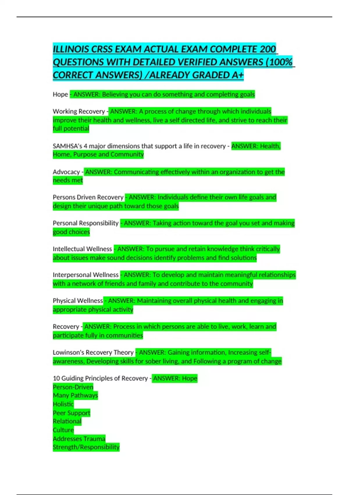 ILLINOIS CRSS EXAM ACTUAL EXAM COMPLETE 200 QUESTIONS WITH DETAILED ...