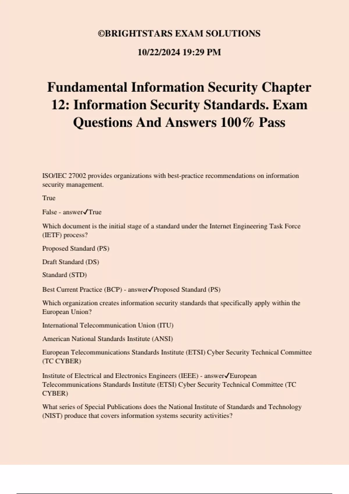 Fundamental Information Security Chapter 12: Information Security ...