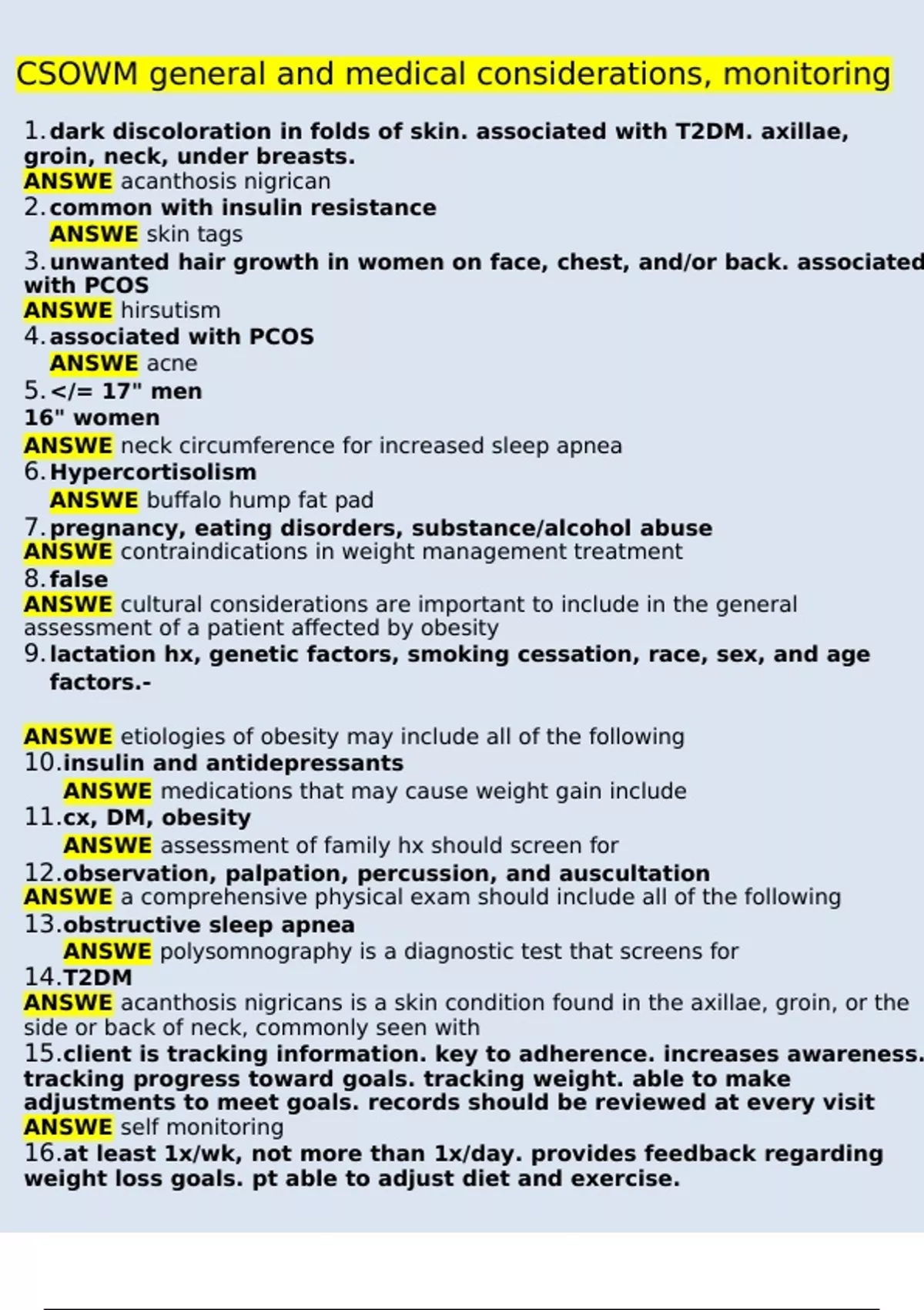 CSOWM general and medical considerations, monitoring 1. dark ...