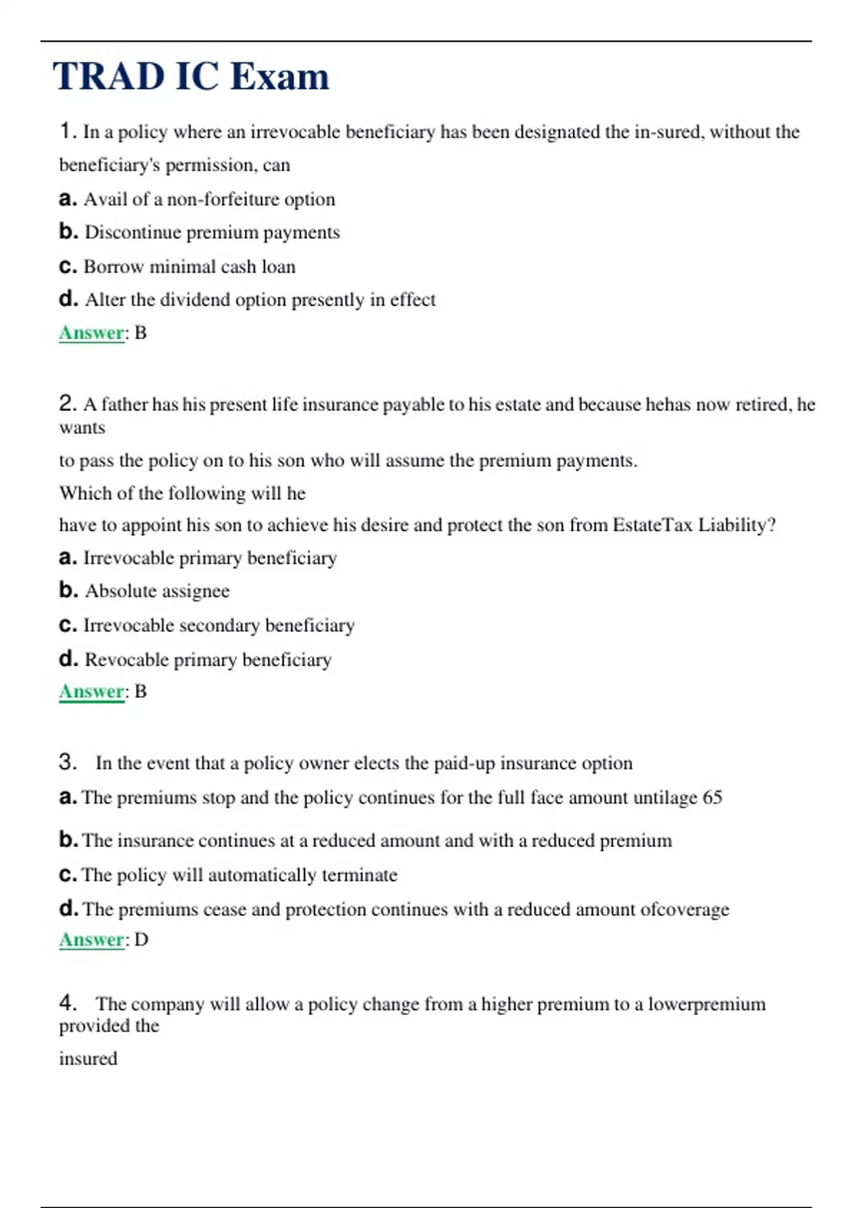 TRAD Exams Set ( TRAD - IC Exam, Mock Exam, Practice Exam, Simulated ...