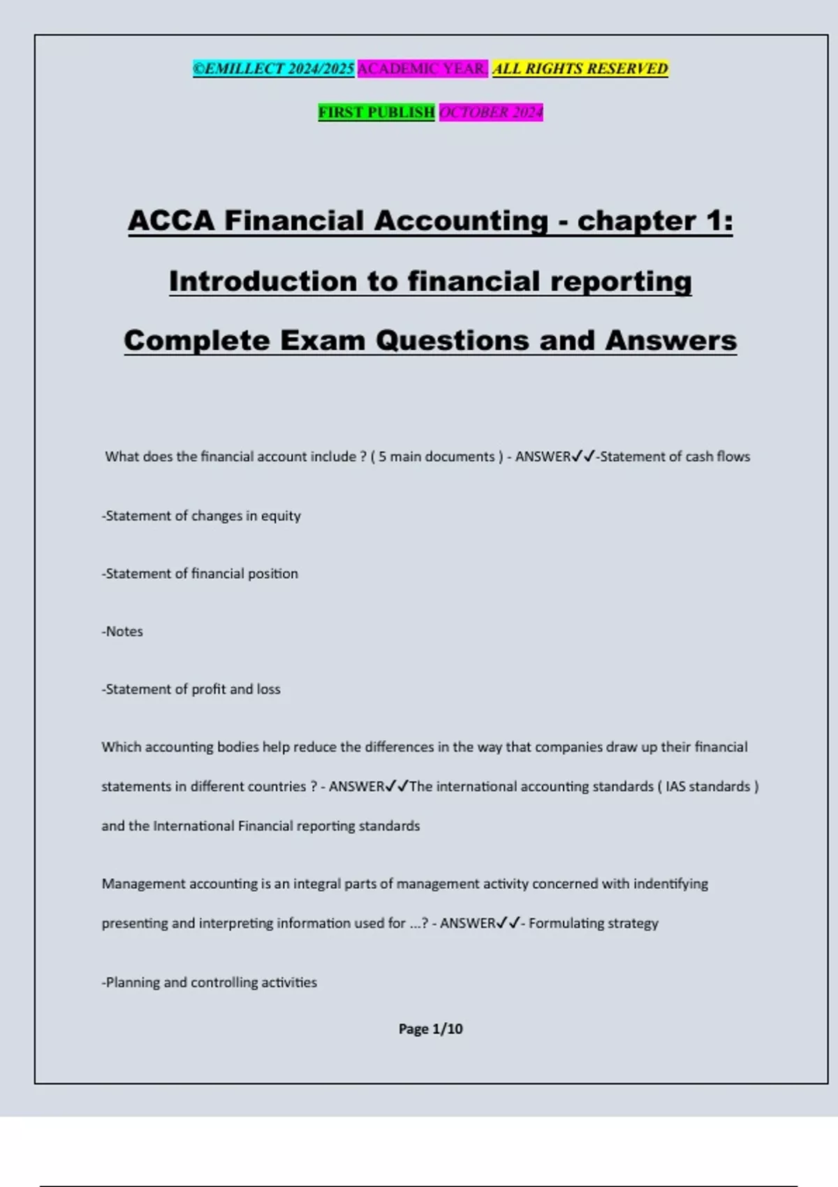 ACCA Financial Accounting - chapter 1: Introduction to financial ...