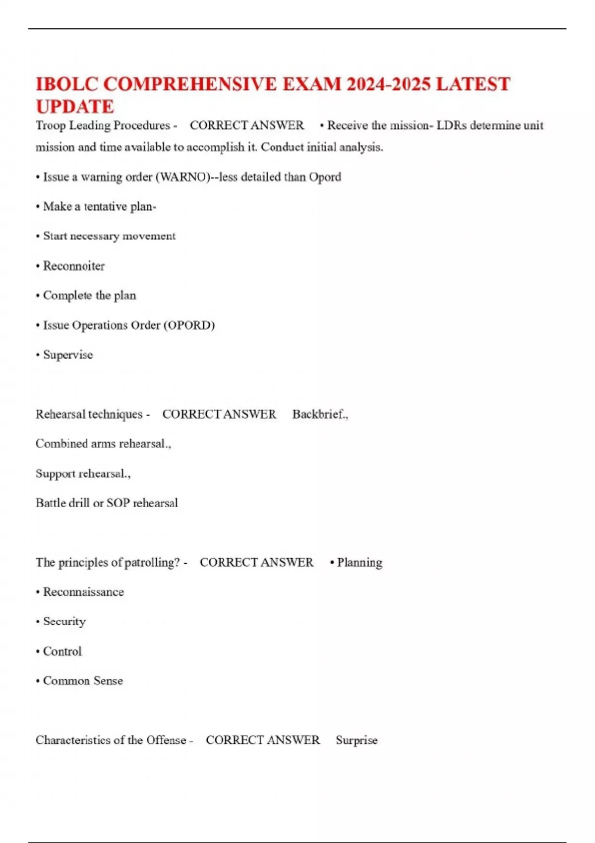 IBOLC COMPREHENSIVE EXAM LATEST UPDATE - IBOLC - Stuvia US