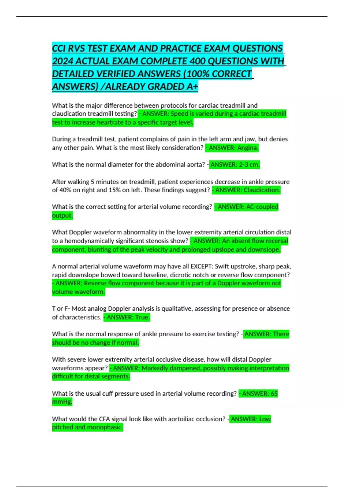 CCI RVS TEST EXAM AND PRACTICE EXAM - CCI RVS - Stuvia US