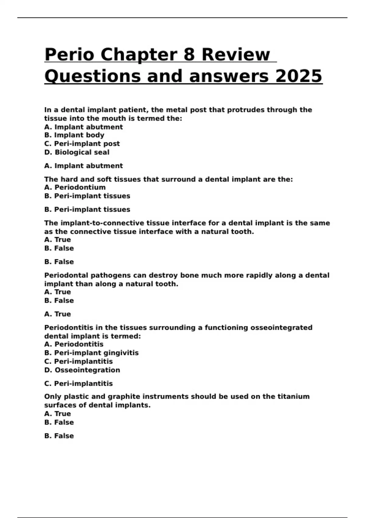 Perio Chapter 8 Review Questions and answers 2025. - WGU Penetration ...