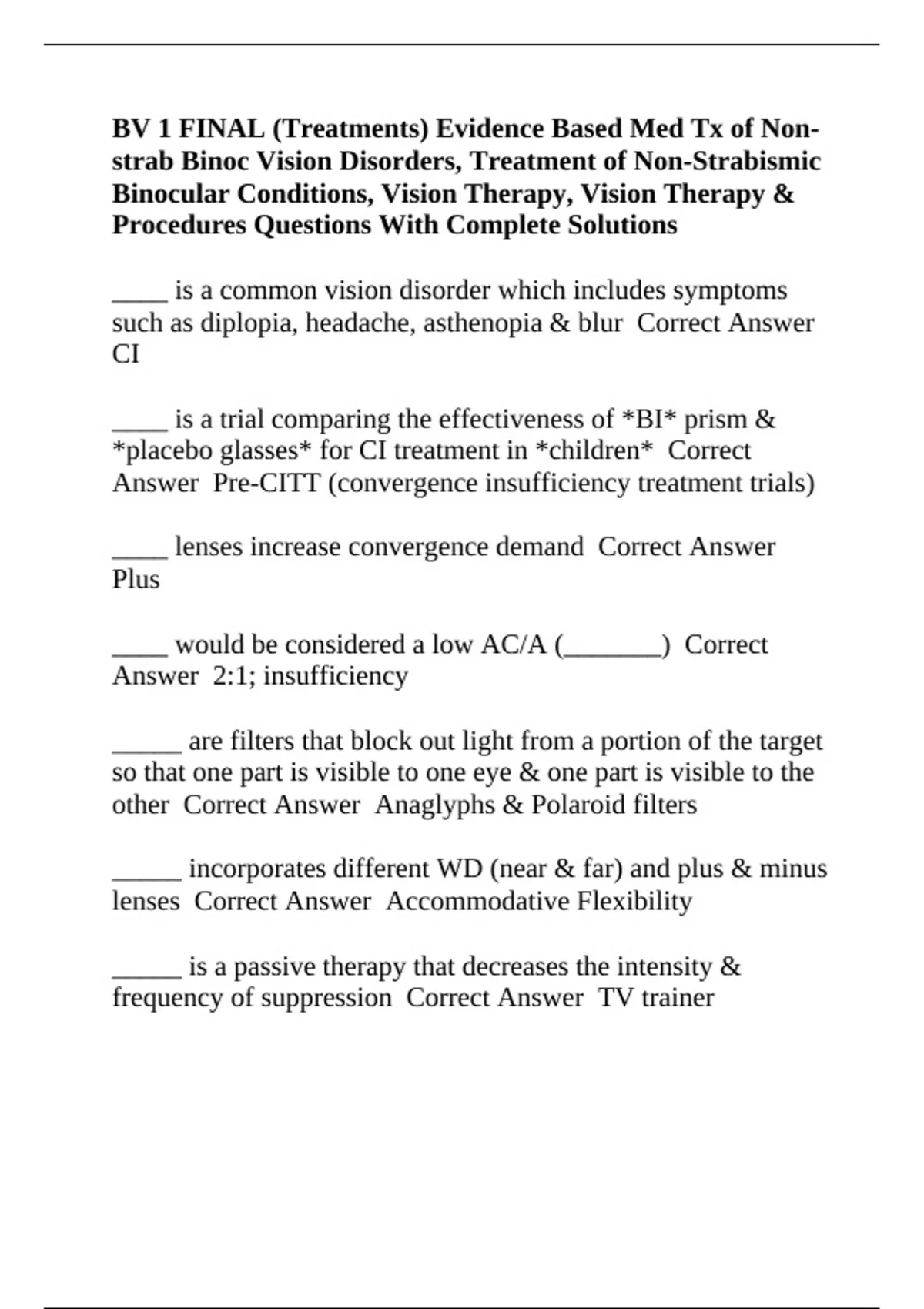 BV 1 FINAL (Treatments) Evidence Based Med Tx of Non-strab Binoc Vision ...