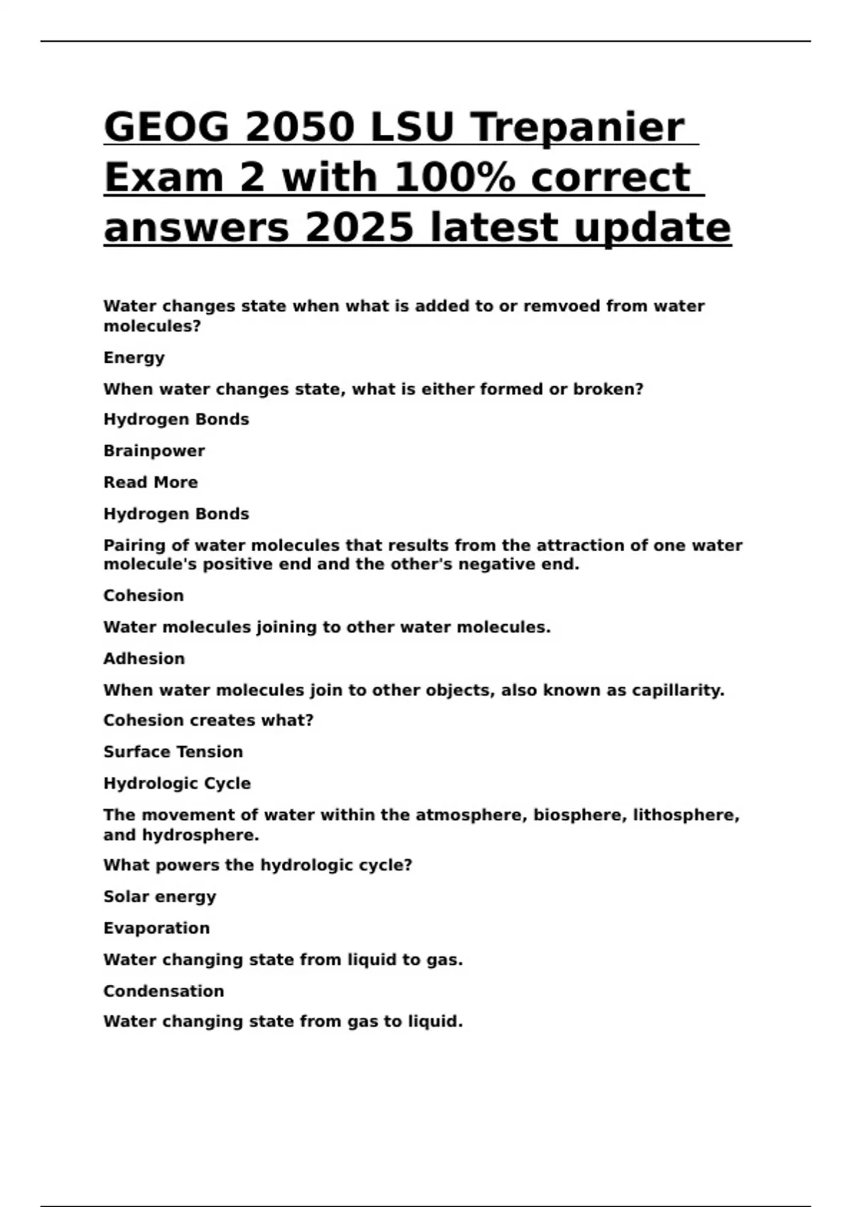 GEOG 2050 LSU Trepanier Exam 2 with 100- correct answers 2025 latest ...