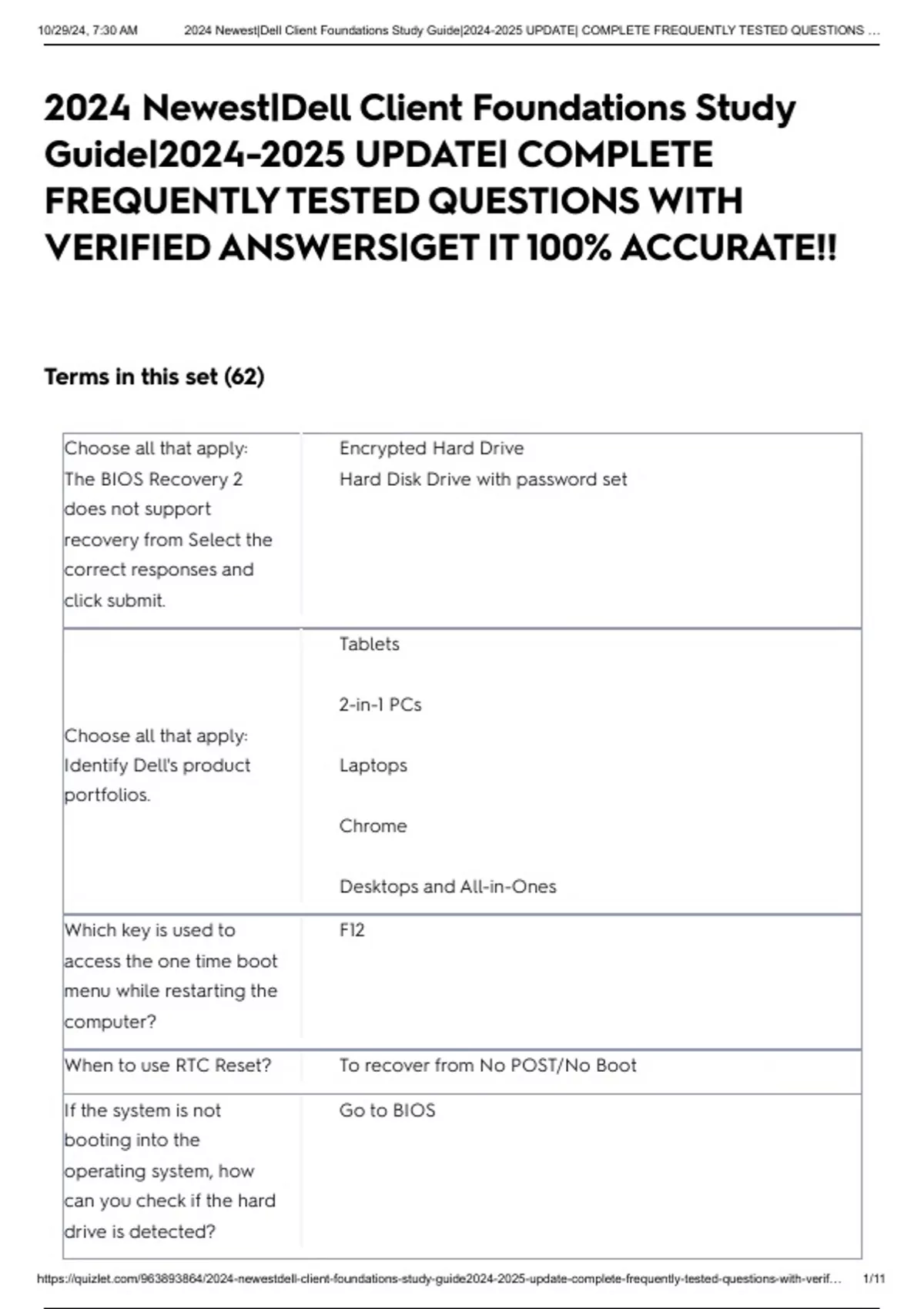 2024 Newest|Dell Client Foundations Study Guide| UPDATE| COMPLETE ...