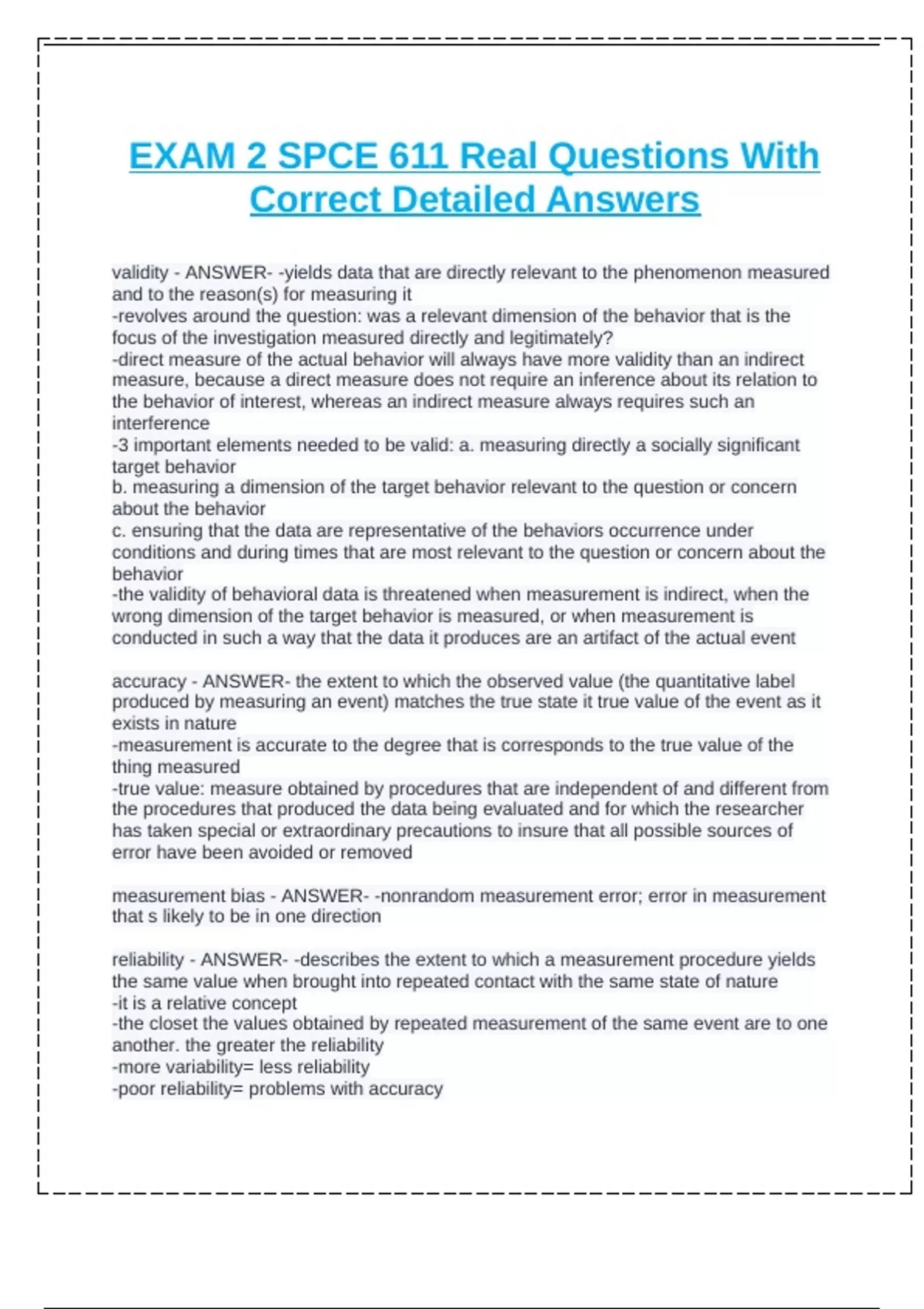 EXAM 2 SPCE 611 Real Questions With Correct Detailed Answers - CE 611 ...