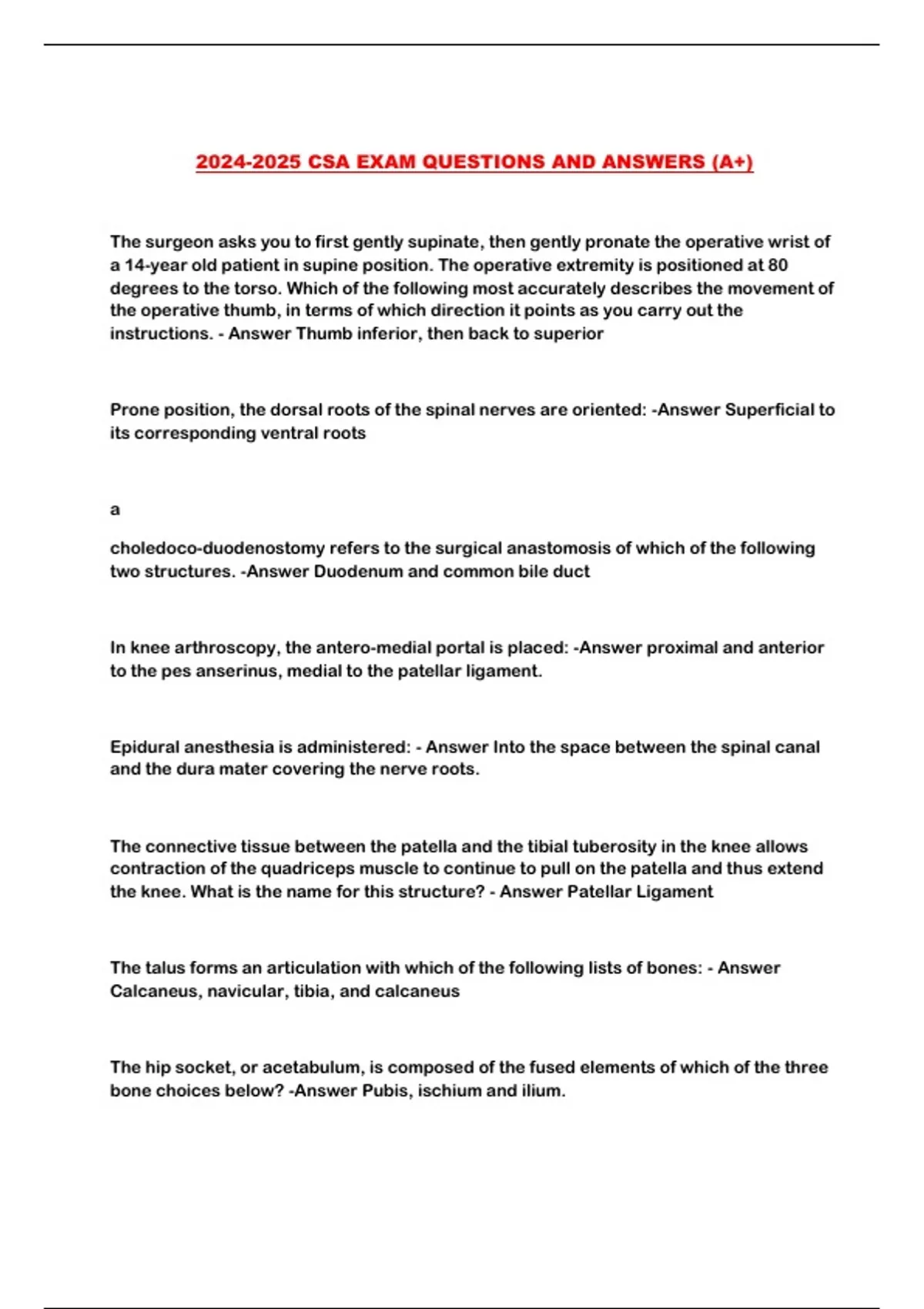 CSA EXAM QUESTIONS AND ANSWERS (A+) - CSA - Stuvia US