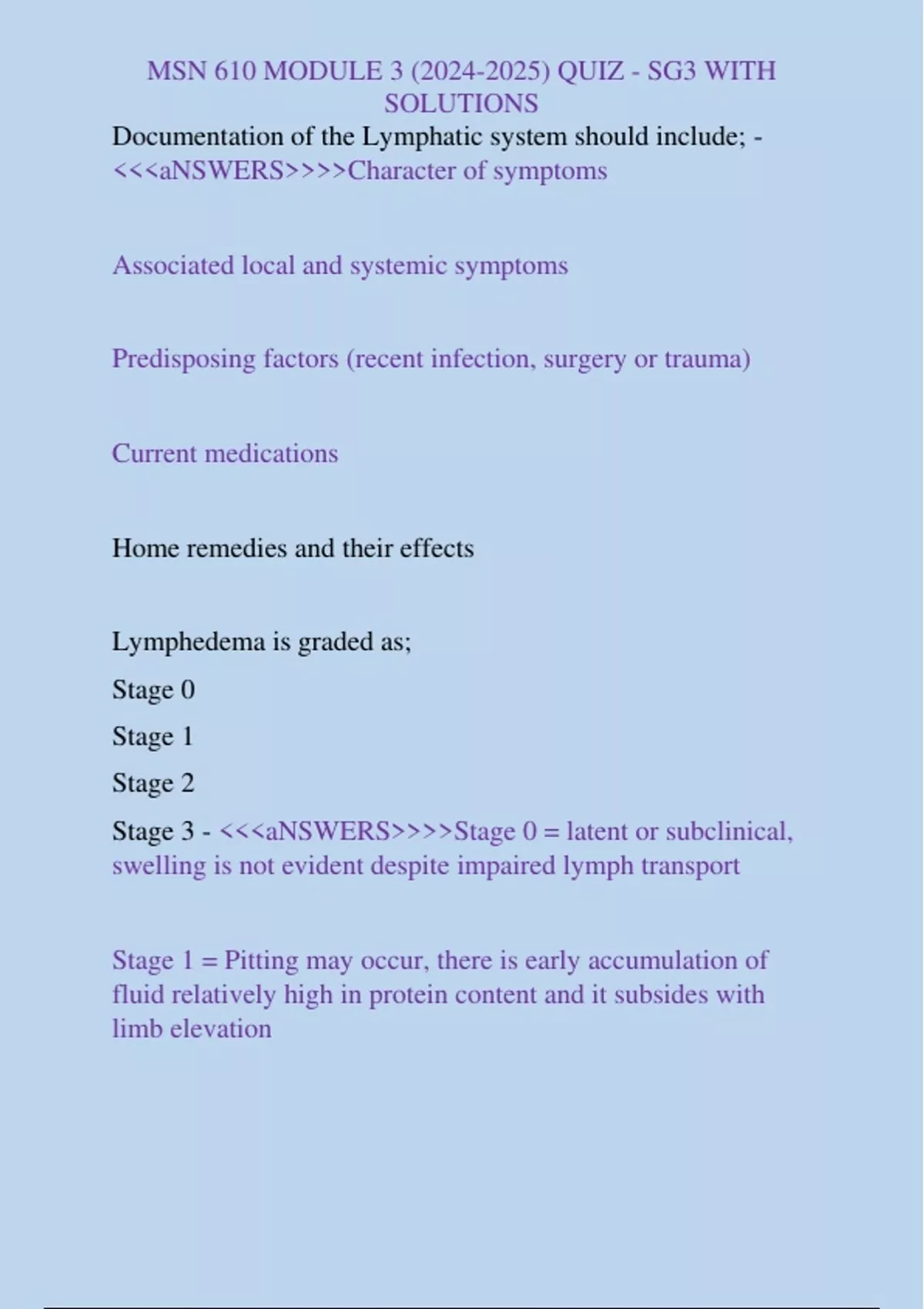 MSN 610 MODULE 3 () QUIZ - SG3 WITH SOLUTIONS - MSN 610 MODULE 3 ...