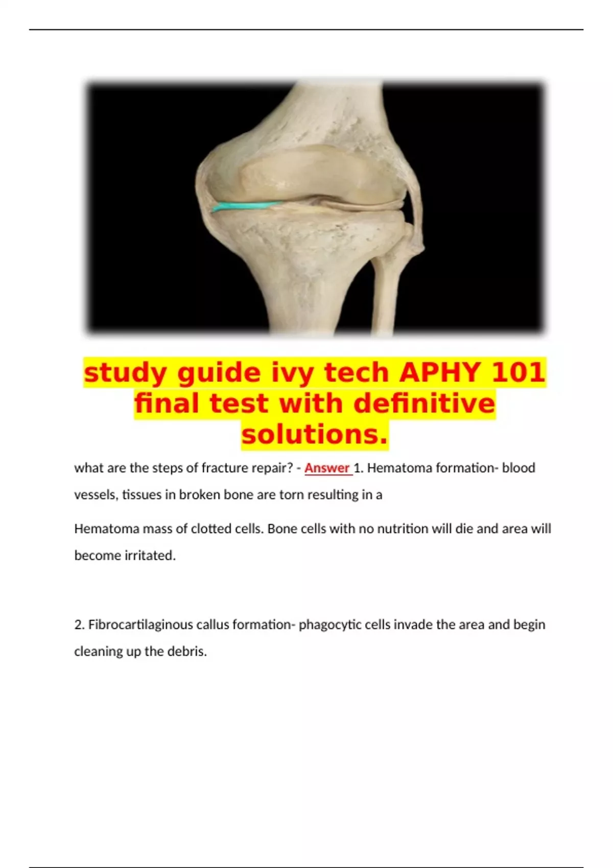 study guide ivy tech APHY 101 final test with definitive solutions ...