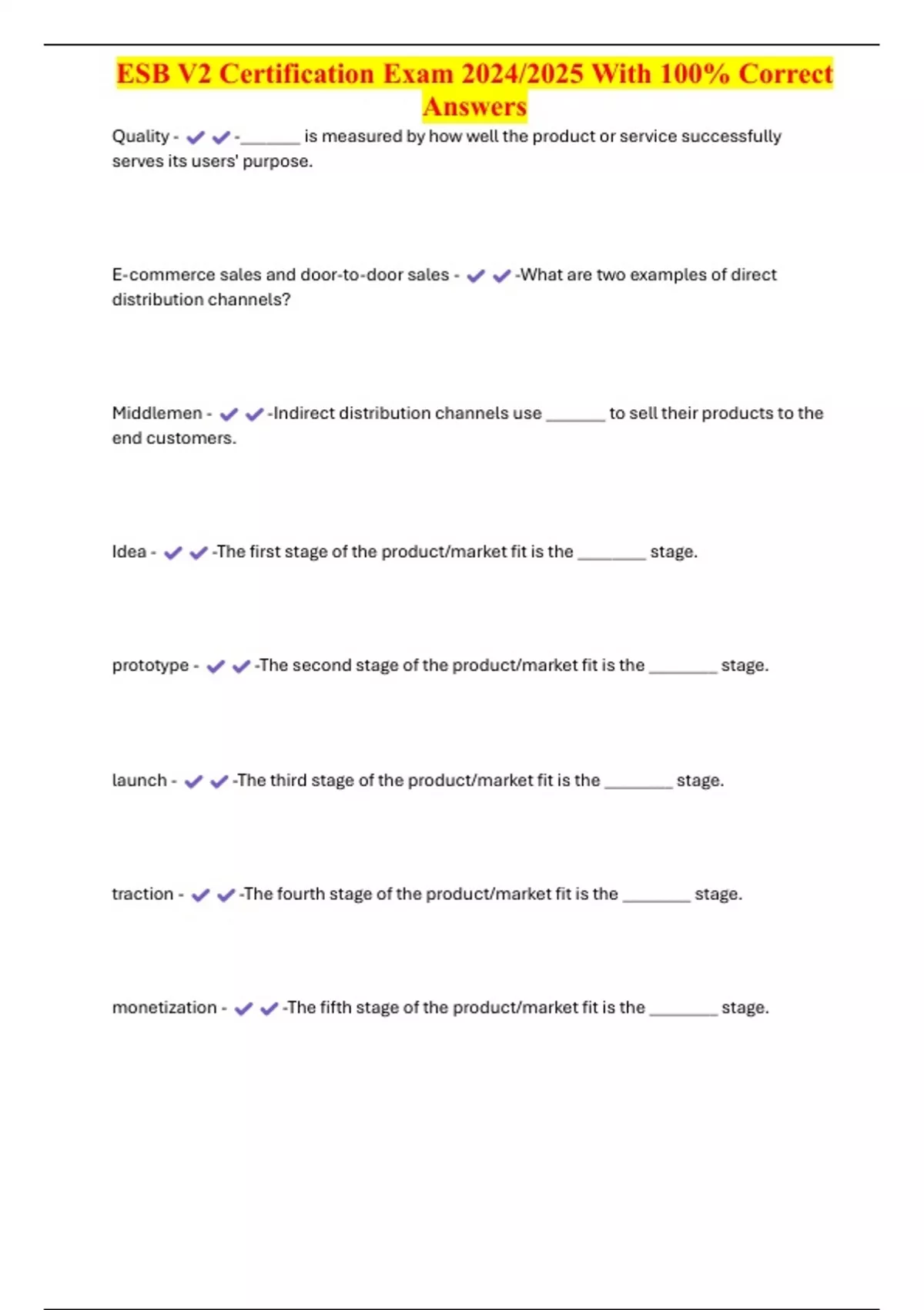 ESB V2 Certification Exam 2024/2025 With 100% Correct Answers - ESB V2 ...