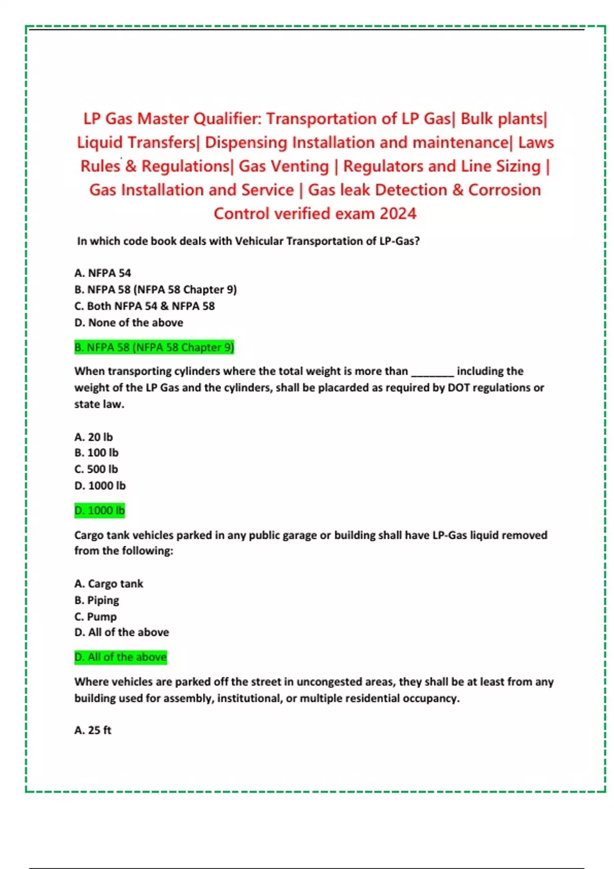 LP Gas Master Qualifier: Transportation of LP Gas| Bulk plants| Liquid ...