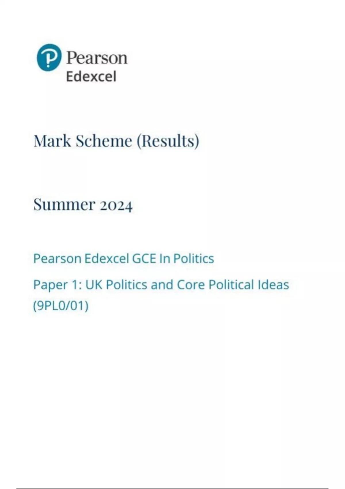EDEXCEL politics 9pl0-01 paper 1: uk politics and core political ideas ...