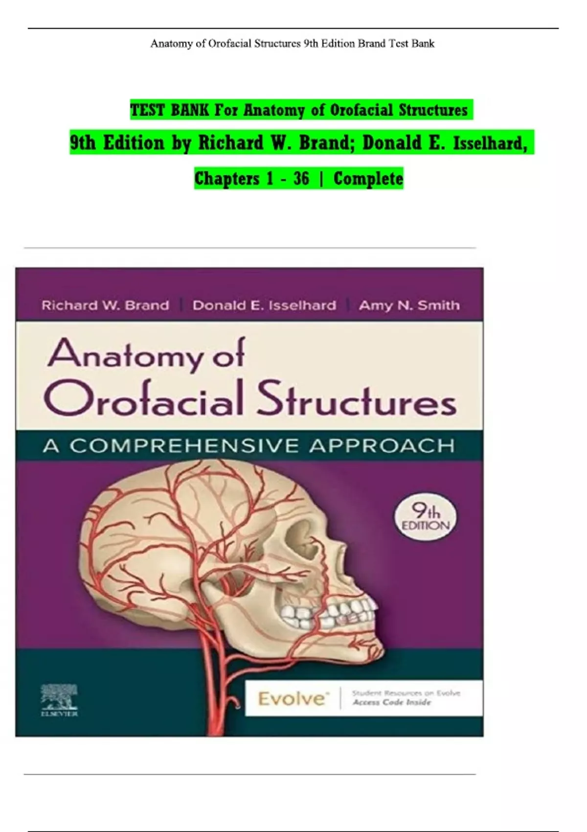 TEST BANK For Anatomy of Orofacial Structures, 9th Edition 2024 by ...