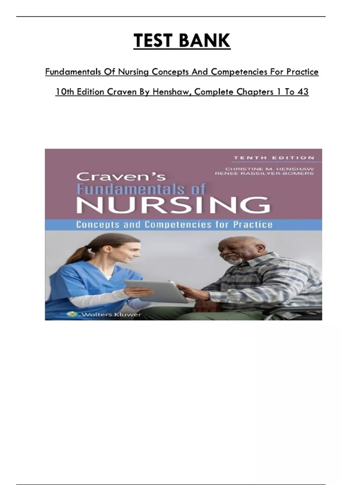 Test Bank For Fundamentals Of Nursing Concepts And Competencies For ...