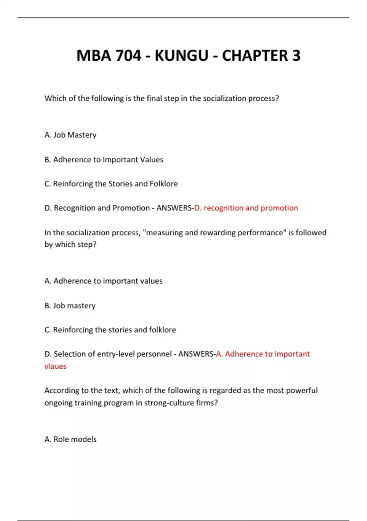 MBA 704 - KUNGU - CHAPTER 3 QUESTIONS AND ANSWERS 2024 - MBA 704 ...
