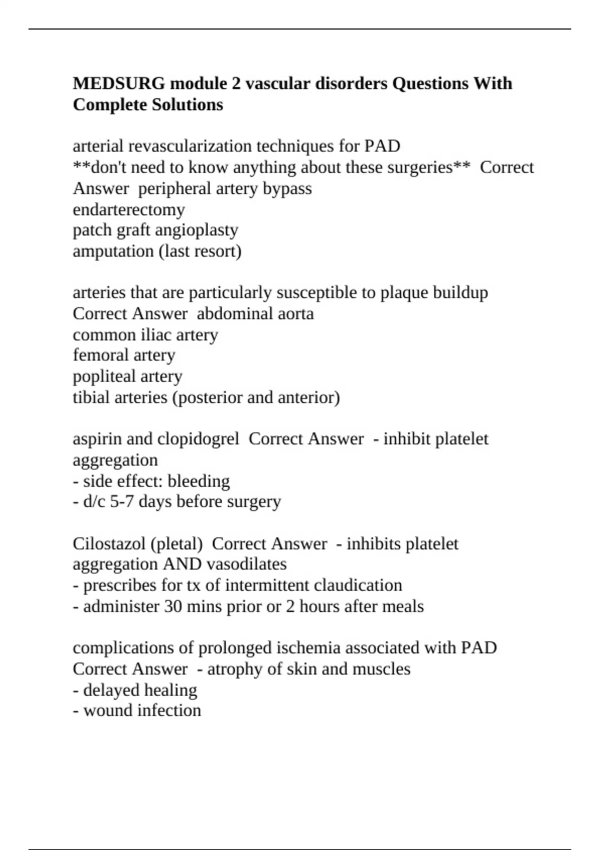 MEDSURG module 2 vascular disorders Questions With Complete Solutions ...